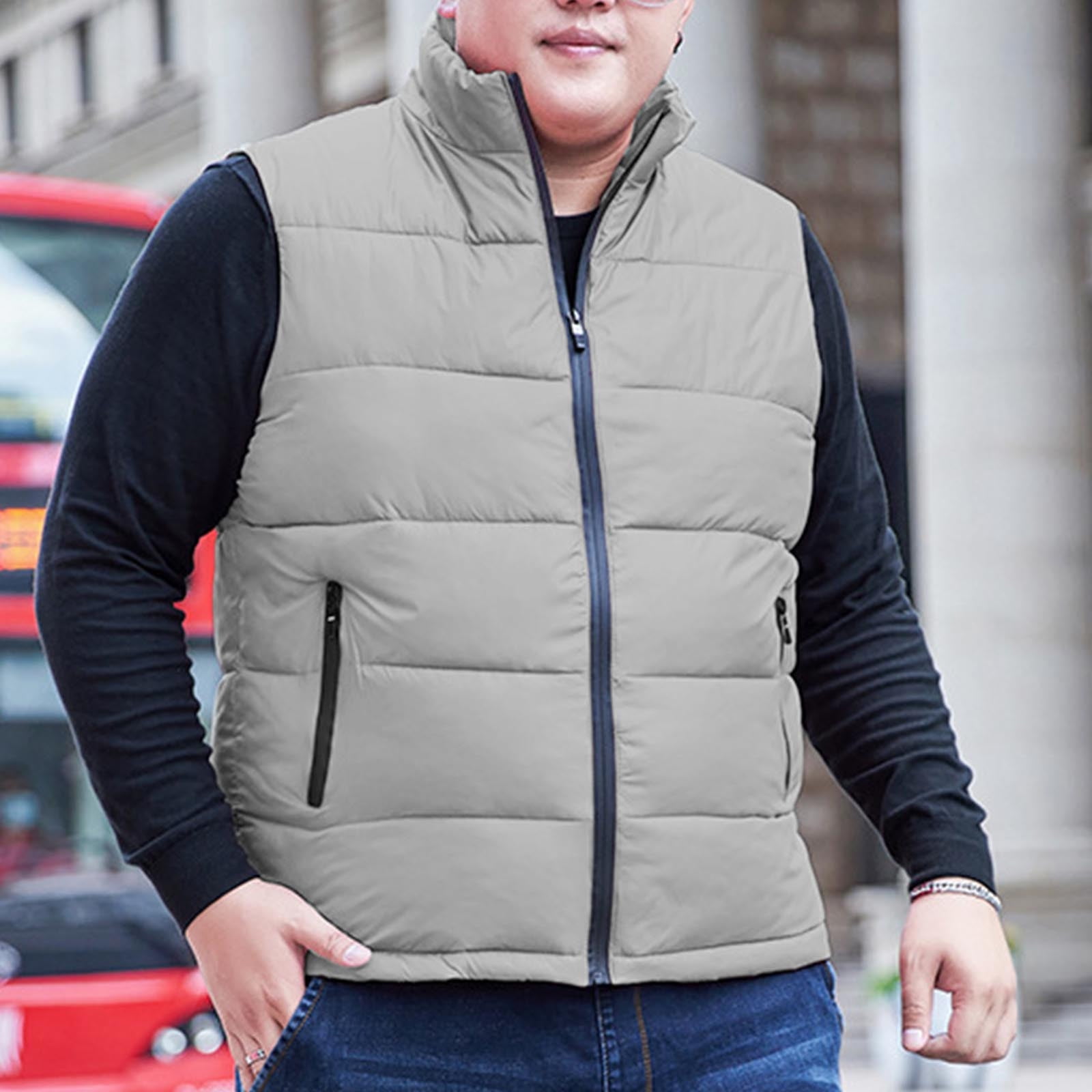 BSDJILFG Big and Tall Mens Puffer Vest Full Zip Up Quilted Vest ...