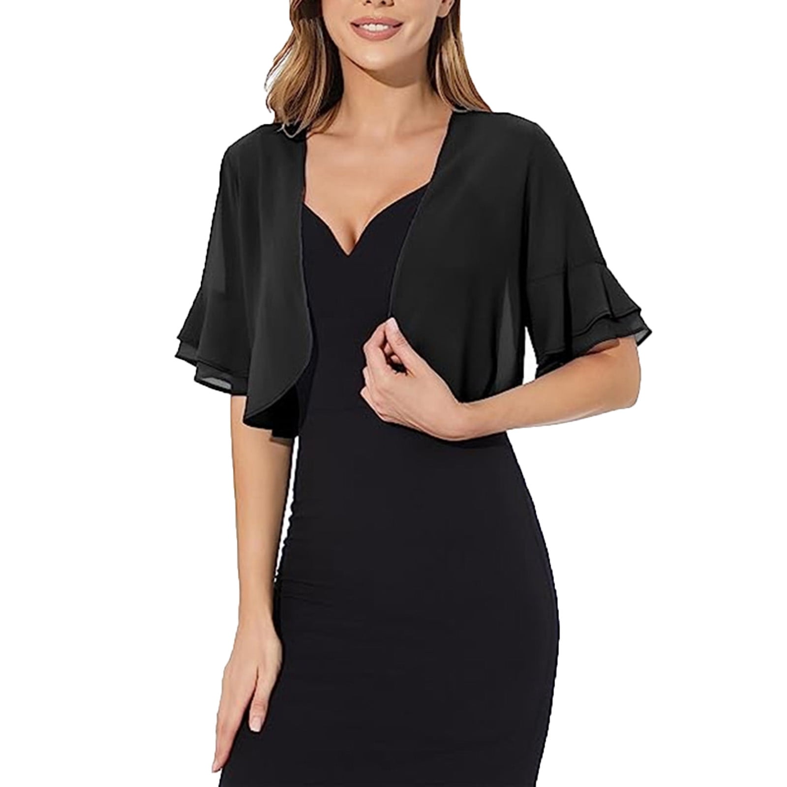 BSDJILFG Chiffon Cardigan for Women Cropped Shrugs Summer Lightweight ...