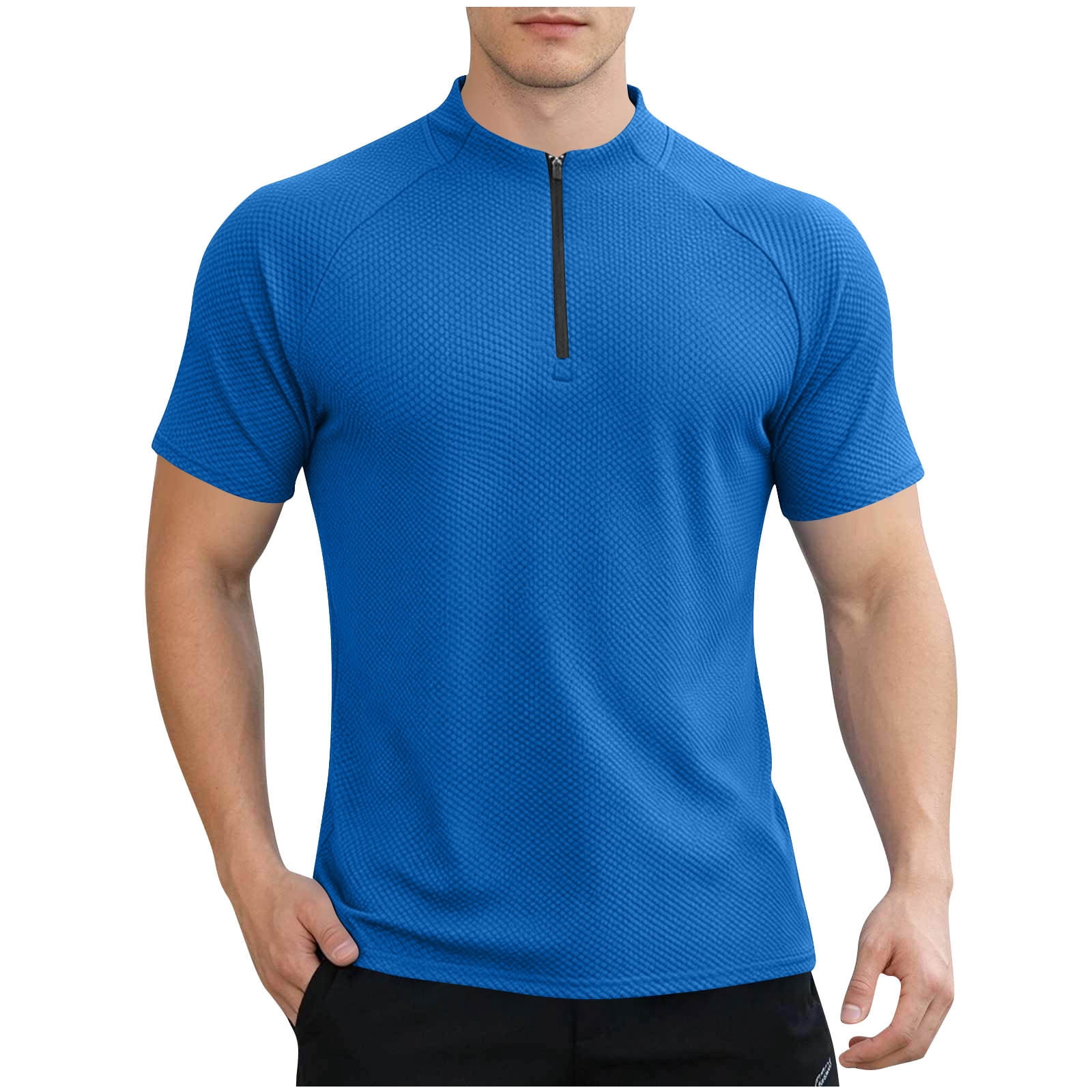 BSDJILFG Compression Shirts for Men Half Zip Gym Workout Top Moisture ...
