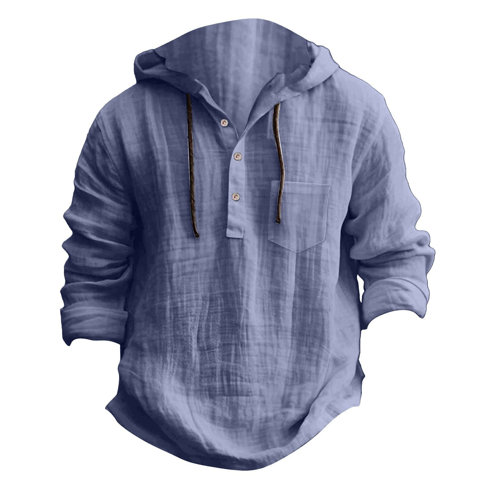 BSDJILFG Cotton Linen Hoodie for Men Long Sleeve Shirt V-Neck Pullover ...