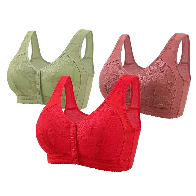 Bsdjilfg Daisy Bras For Older Women Embroidery Front Closure Lace