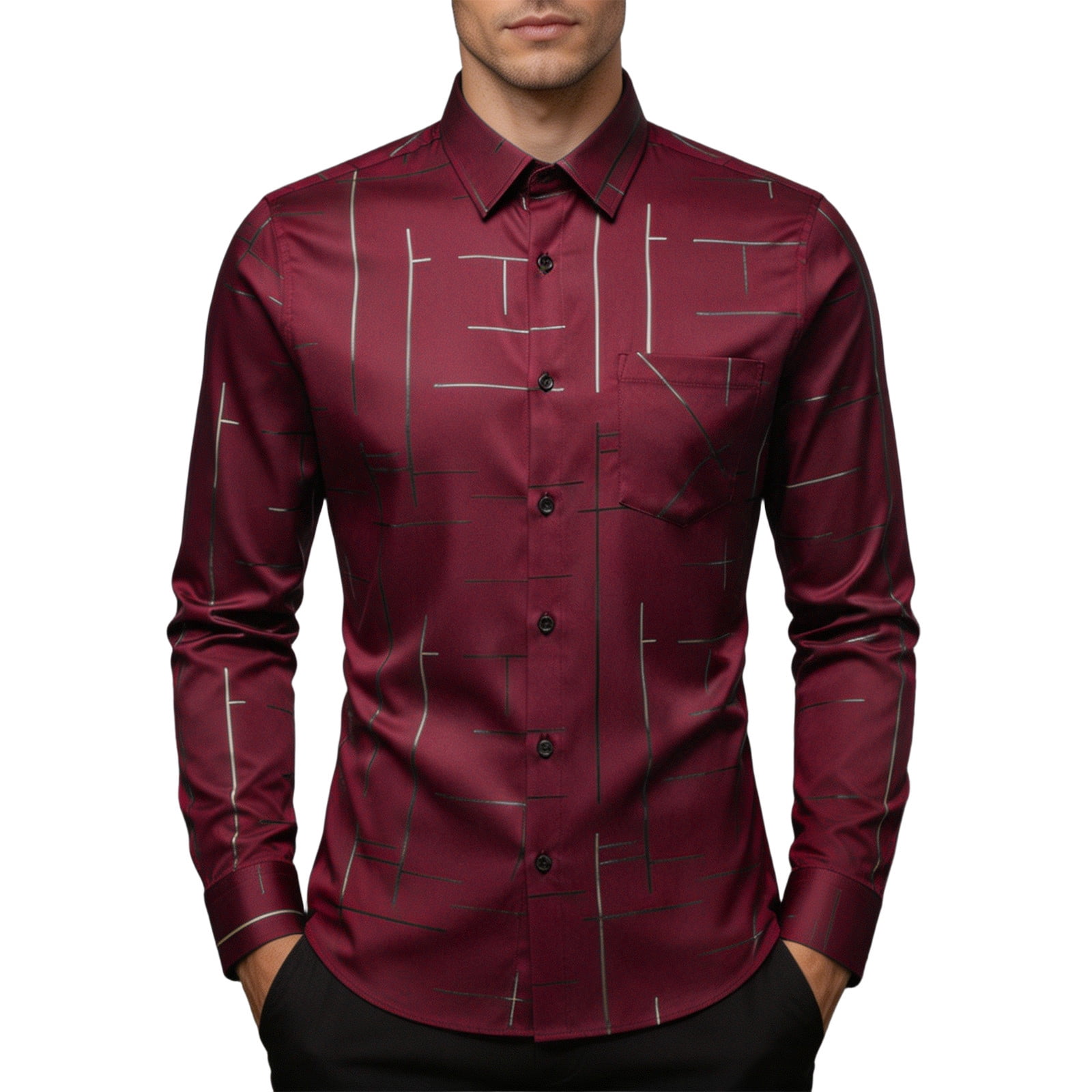 BSDJILFG Dress Shirts for Men Long Sleeve Buttons Down Tailored Fit ...