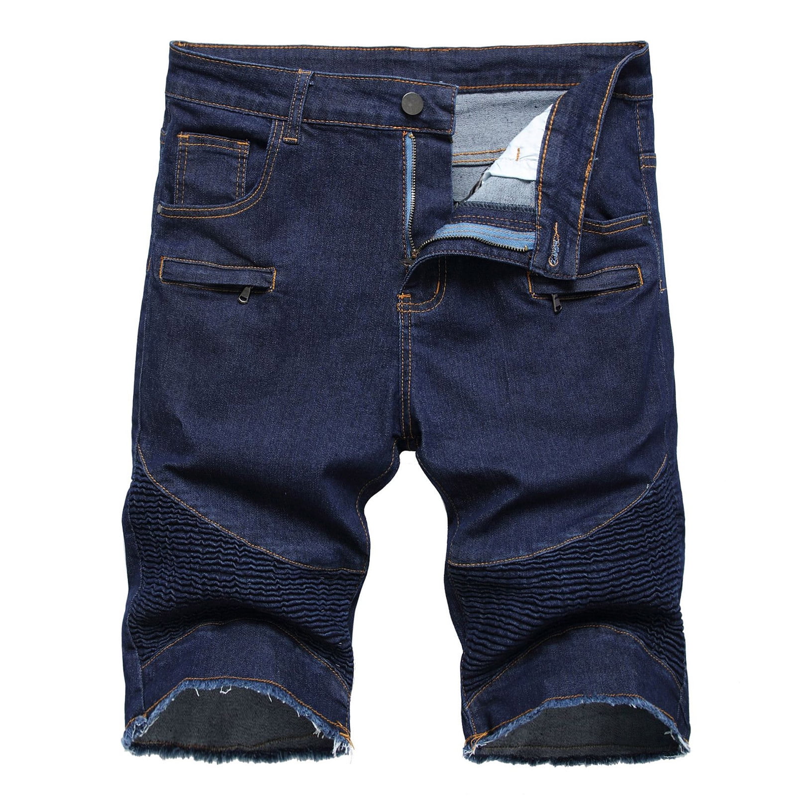BSDJILFG Jeans for Mens Ripped Trunks Stretchy Washed Jeans Trunks Cut ...