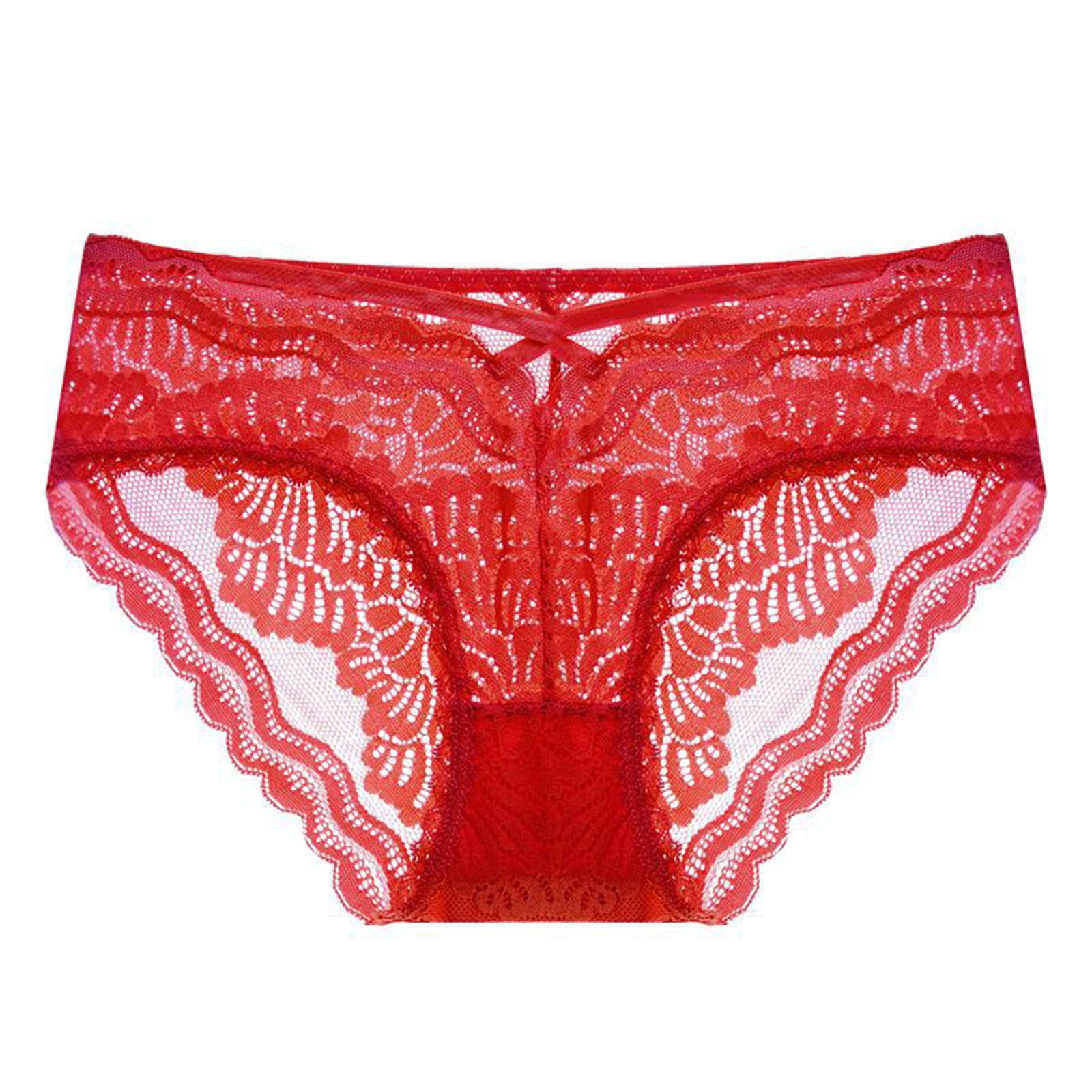 BSDJILFG Lace Panties for Women Seamless Mesh Sheer Briefs Solid Color ...
