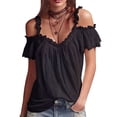BSDJILFG Lace Tops for Women Cute Babydoll Top Off the Shoulder Ruched ...