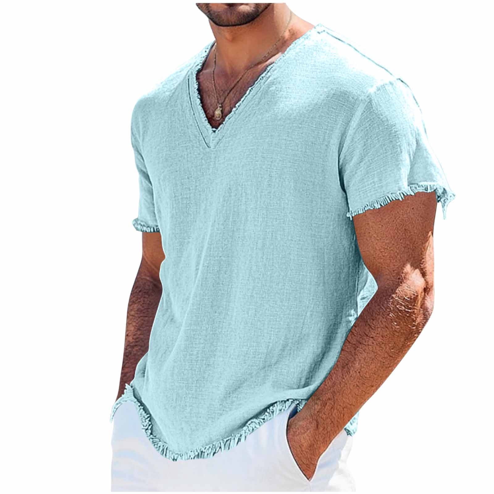 BSDJILFG Lightweight Tops for Men Summer Linen Shirt Vintage Breathable ...