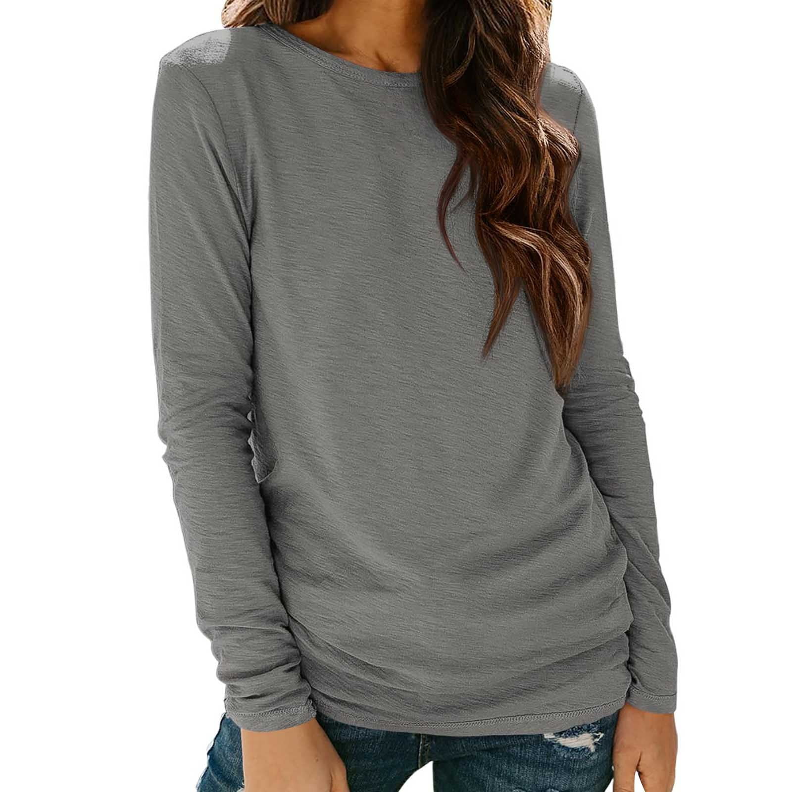 BSDJILFG Long Sleeve Shirts for Women Fall Clothes 2025 Crewneck Basic ...