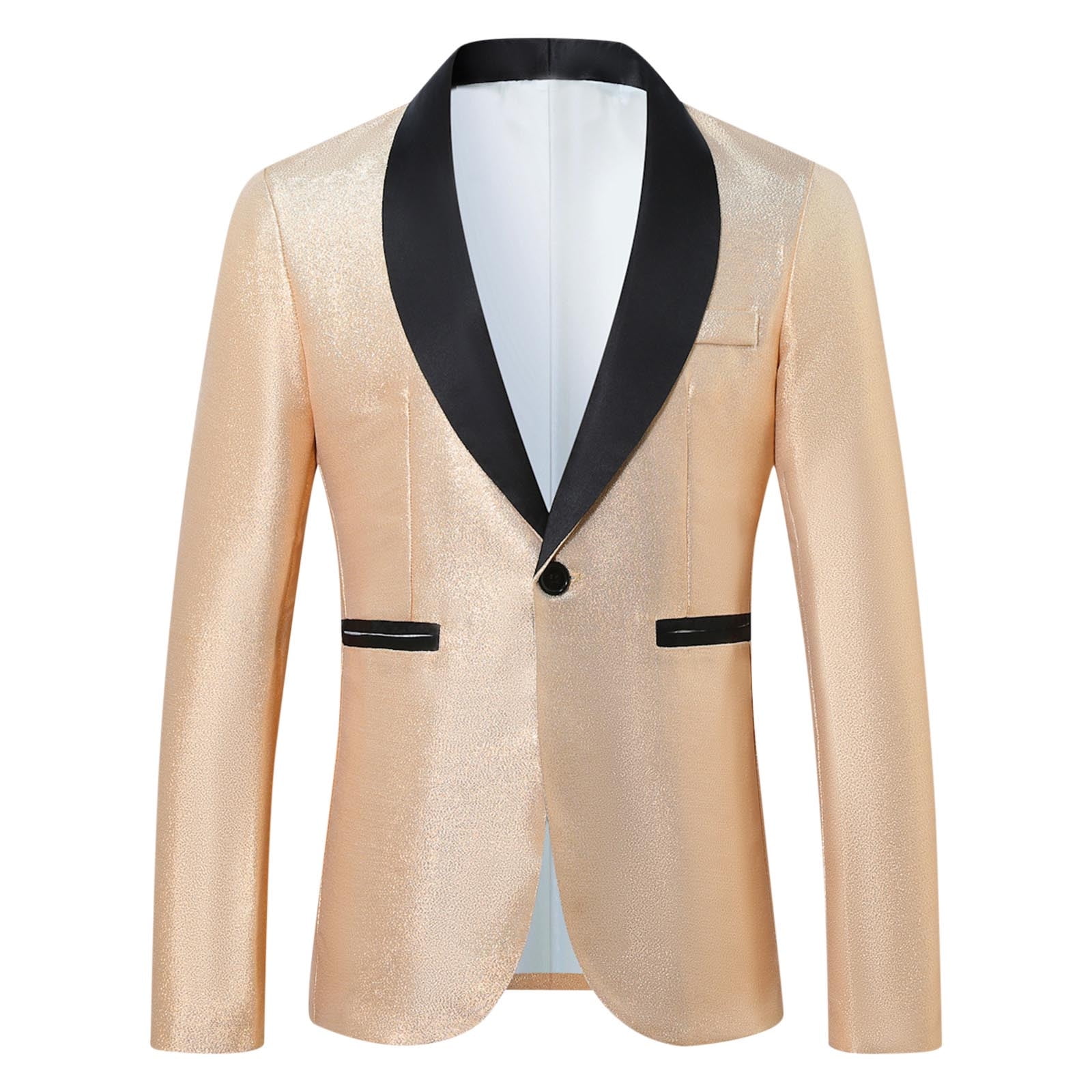 BSDJILFG Men's Tuxedo Jacket with Pockets One Button Dress Suit Blazer ...