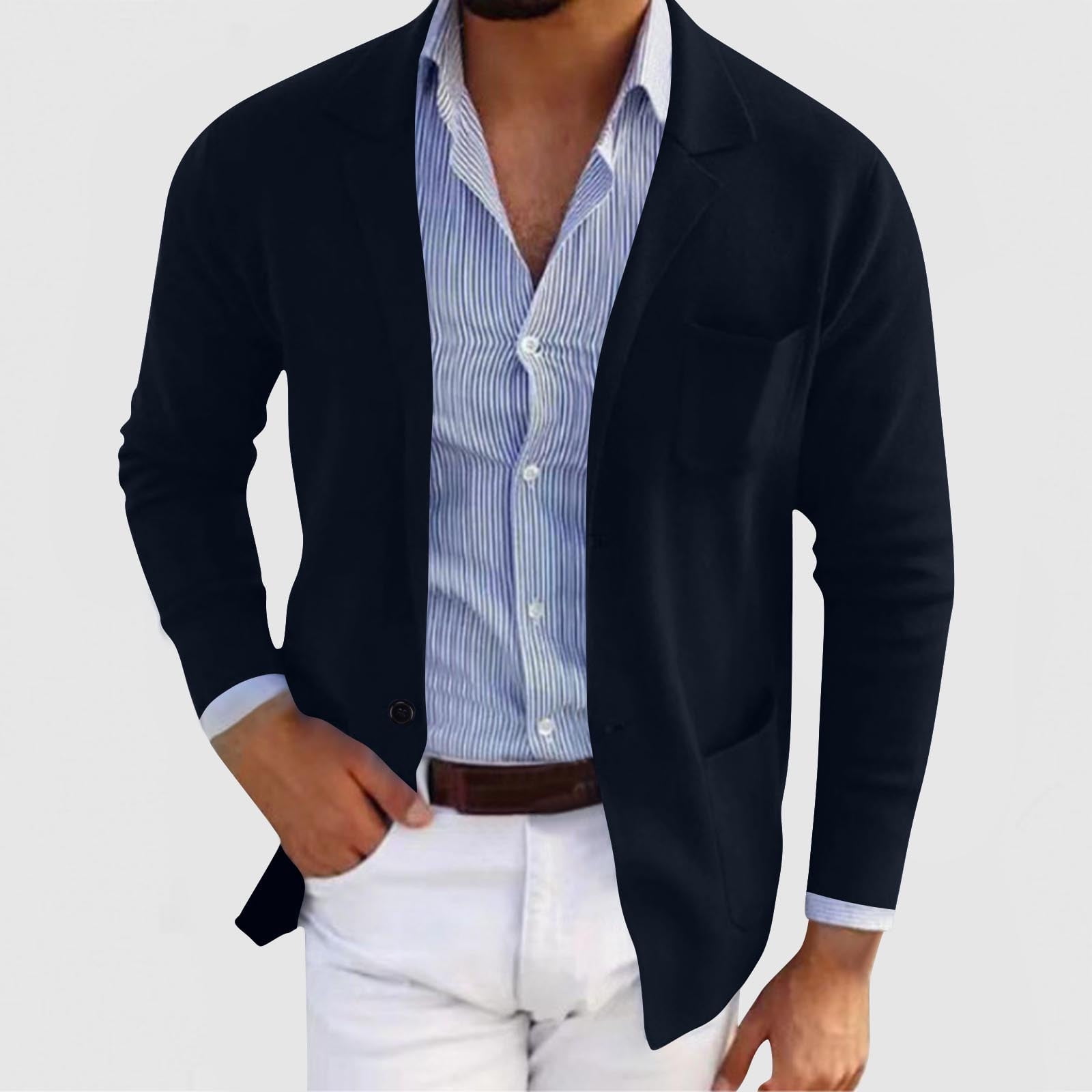 BSDJILFG Mens Blazers Vintage Casual Suit Jacket Slim Fit Button Down ...