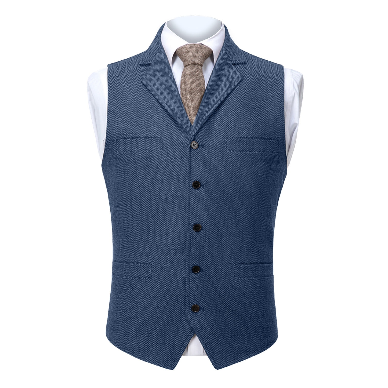 BSDJILFG Mens Dress Vest Formal Waistcoat Sleeveless U-Neck Double ...