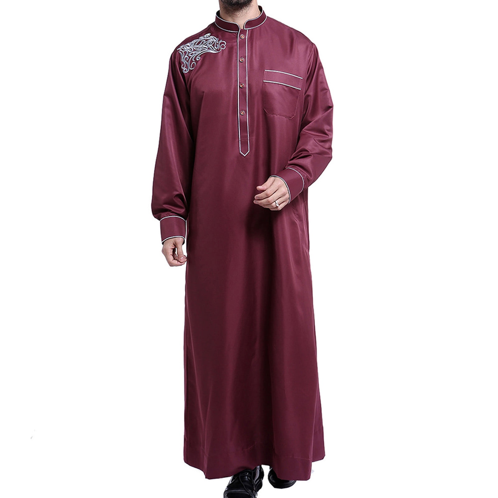 BSDJILFG 50% Clearance Off,Mens Kaftan Thobe V-Neck Long Sleeve Muslim ...