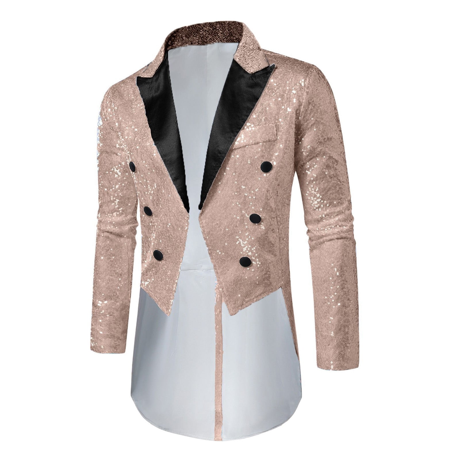 BSDJILFG Mens Sequin Jacket Formal Glitter Tailcoat Peak Lapel Blazers ...