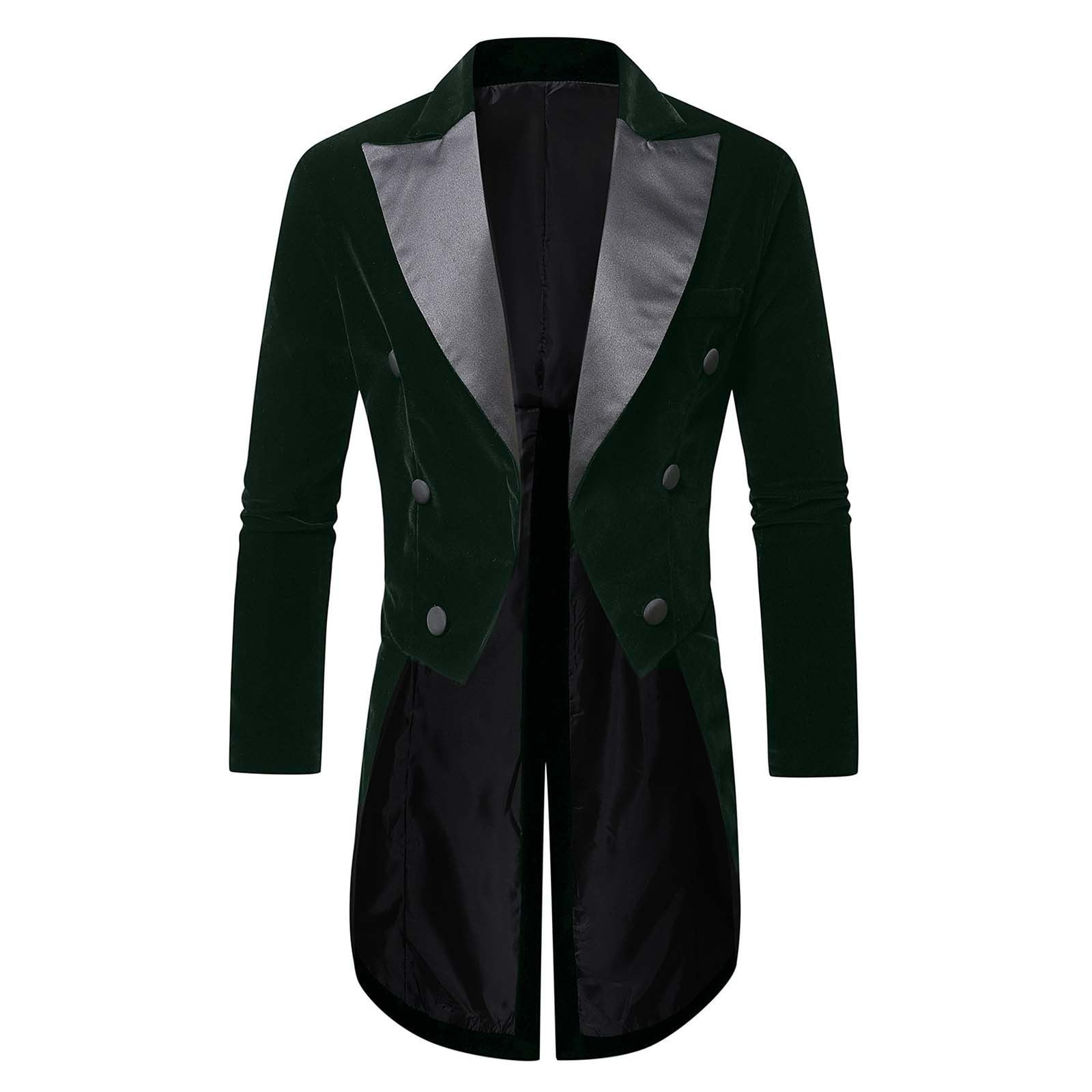 BSDJILFG Mens Tailcoat Peak Lapel Soft Velvet Blazer for Gown Evening ...