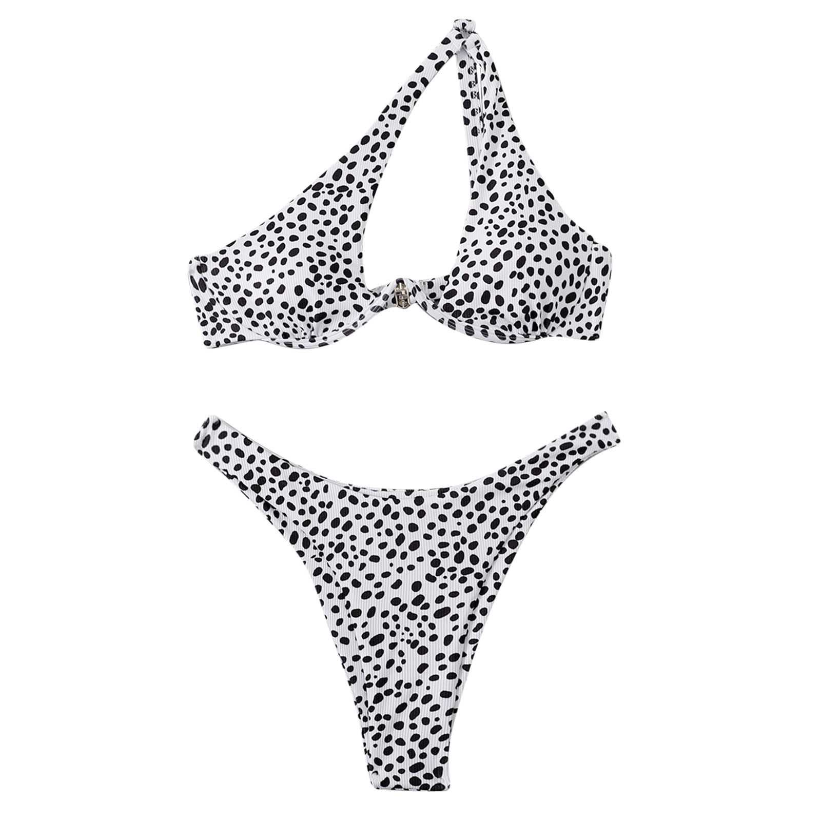 BSDJILFG One Shoulder Bathing Suits for Women Sexy Bikini Sets Tie Back ...