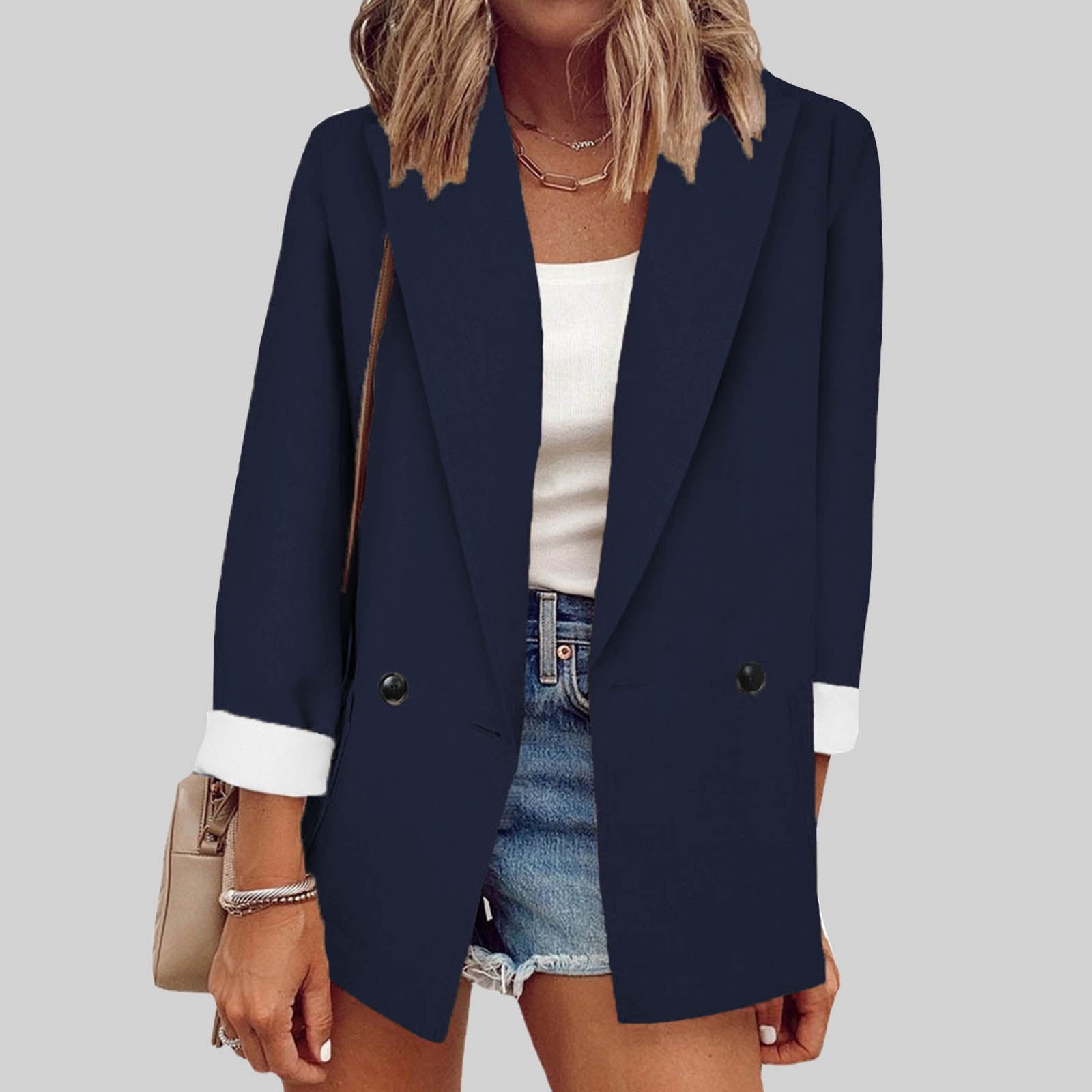 BSDJILFG Oversized Blazers for Women Chino Dressy Jacket Loose Fit ...