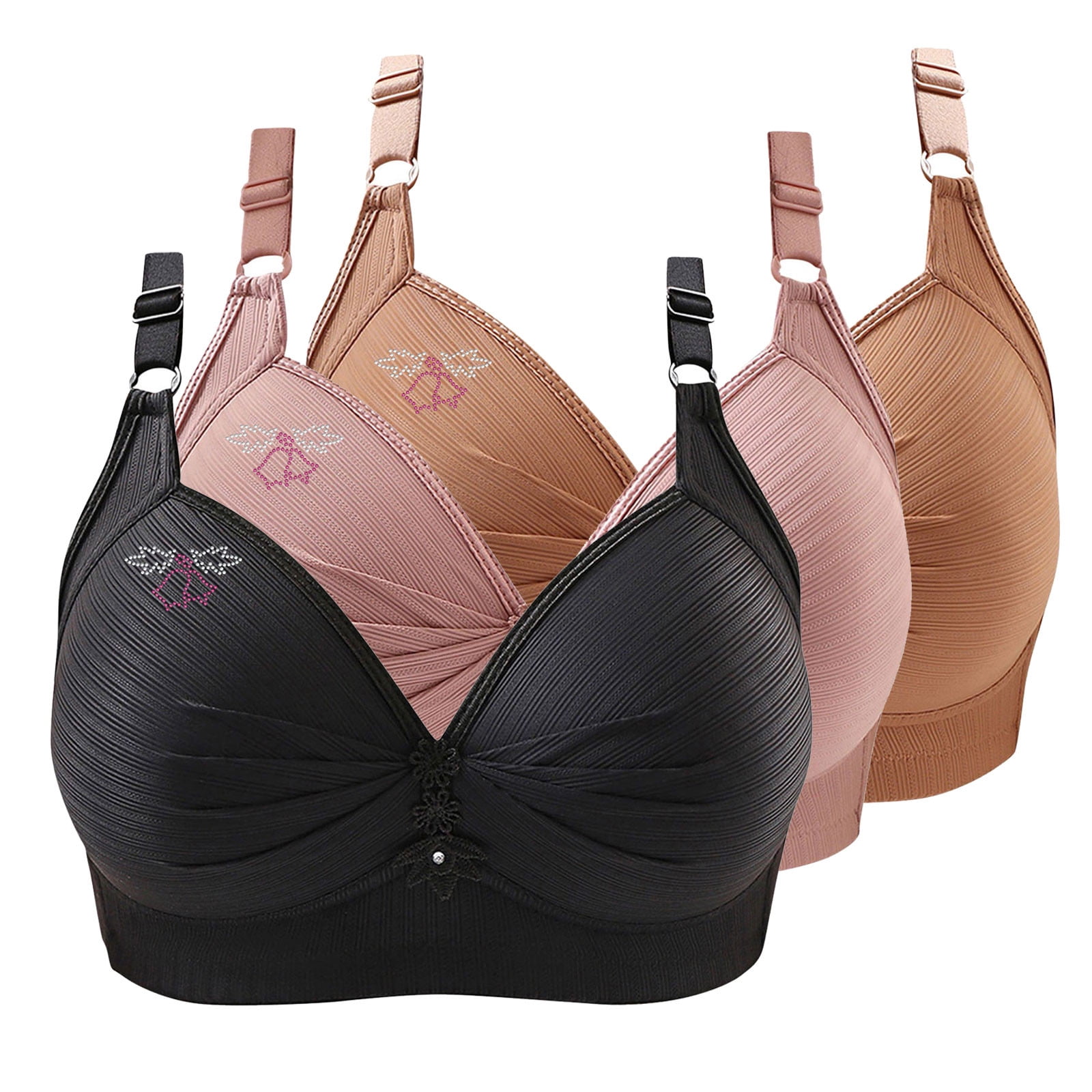 BSDJILFG Plus Size Bras for Big Bust Women 3 Pack Push-Up Everyday Bra ...