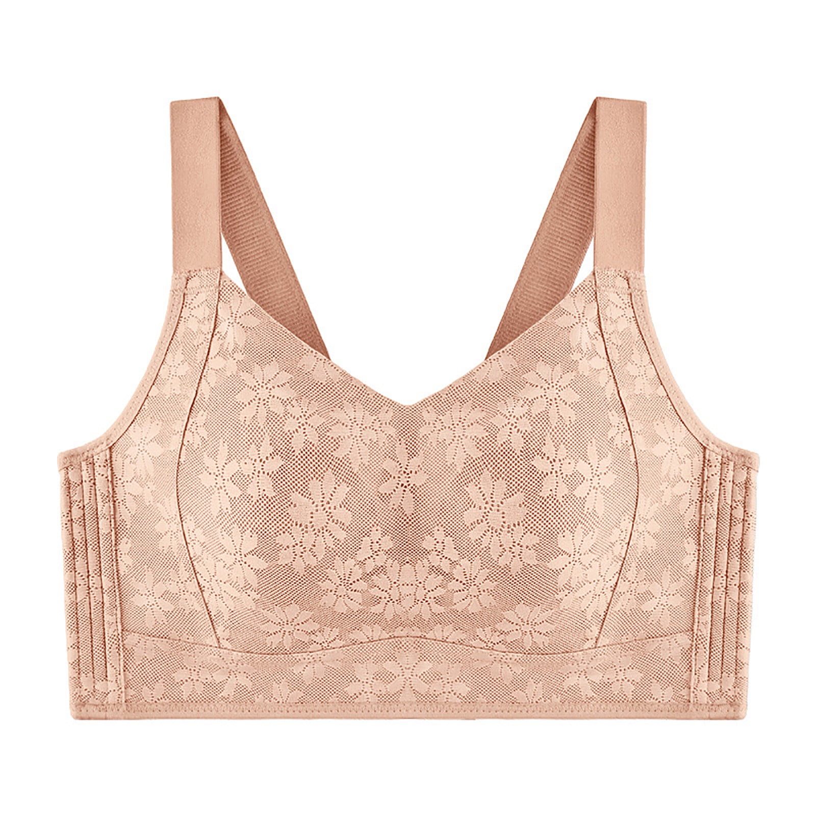 BSDJILFG Plus Size Bras for Women No Underwire Seamless Bra Embroidered ...