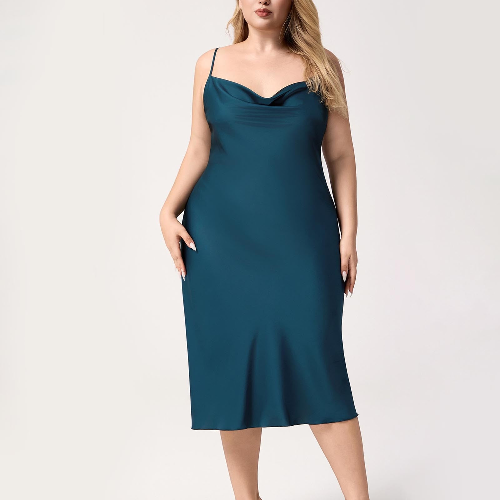 BSDJILFG Plus Size Nightgowns for Women Long Length Satin Dress Silky Loungewear with Built-In ...