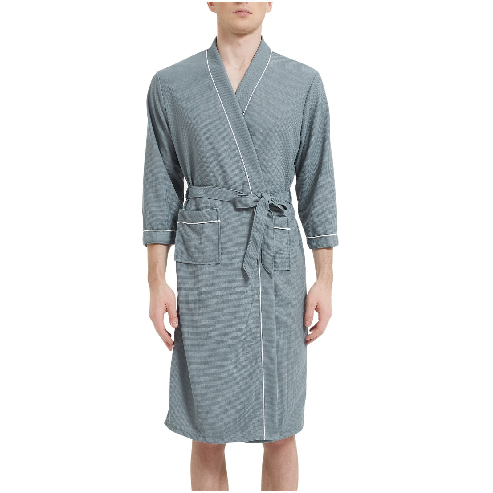 BSDJILFG Silk Nightgowns for Men Big and Tall Long Robes Casual Solid ...