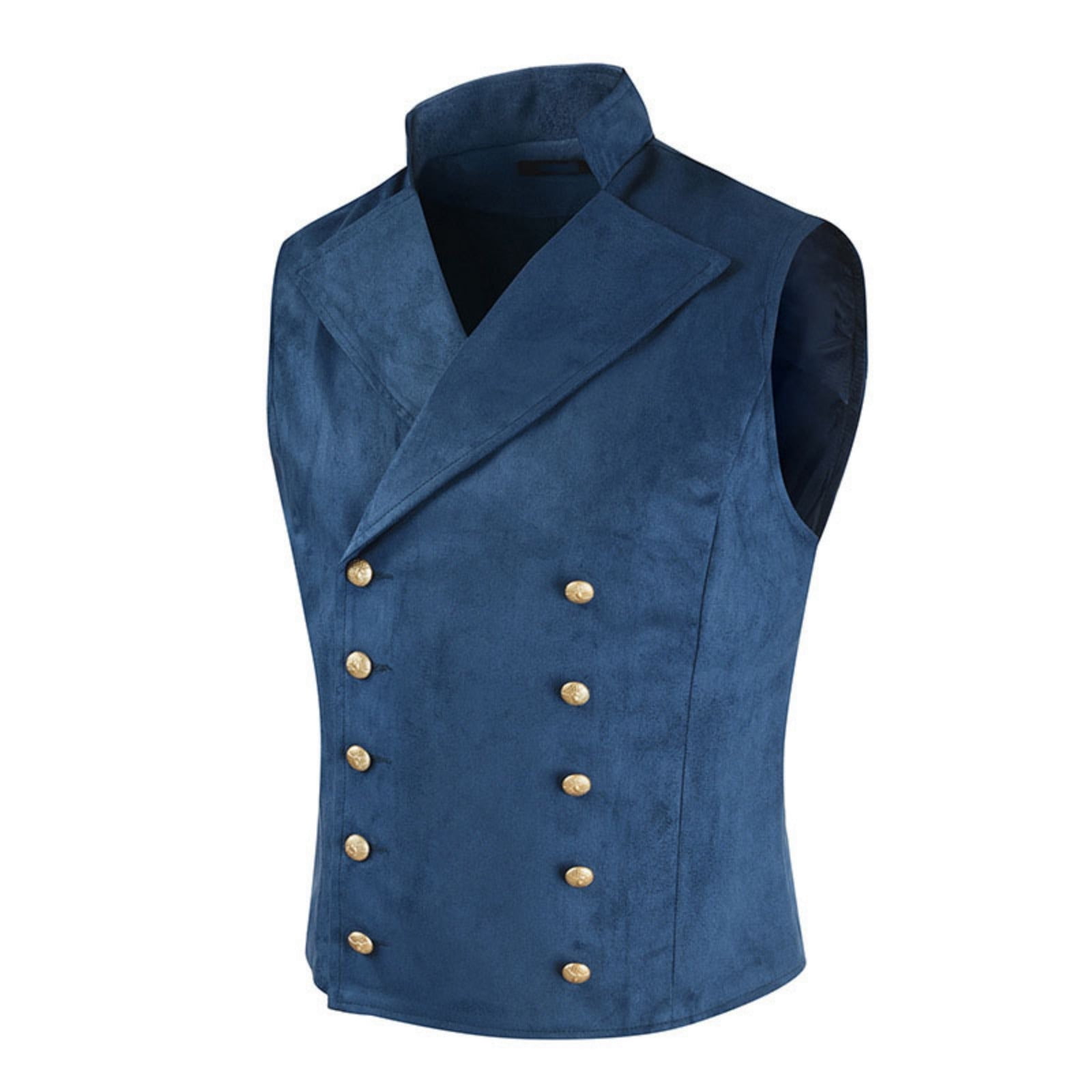 BSDJILFG Suede Suit Vests for Men Vintage Double Breasted Vest Business ...