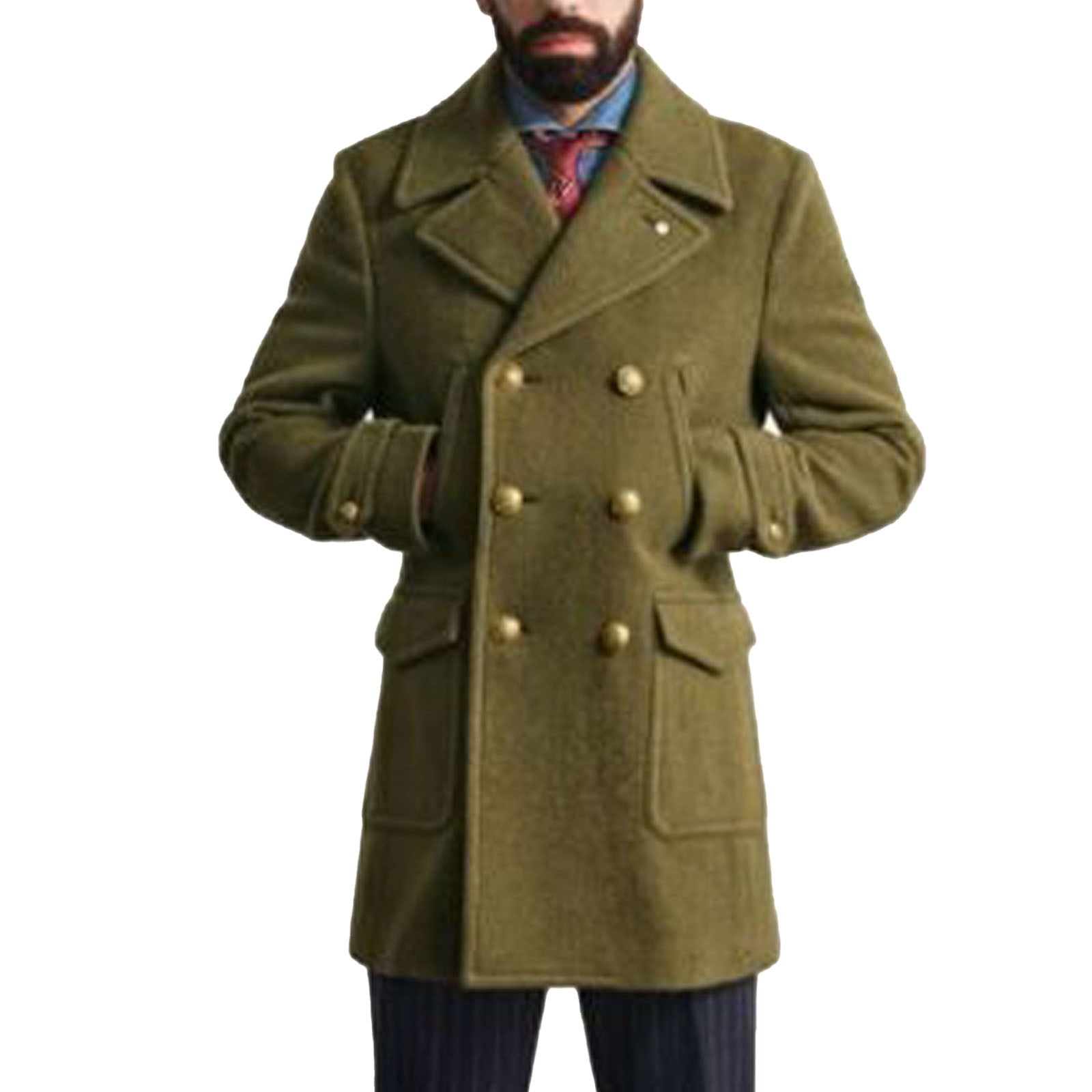 BSDJILFG Trench Coats Men Winter Fleece Overcoats Wool Lined Parkas ...