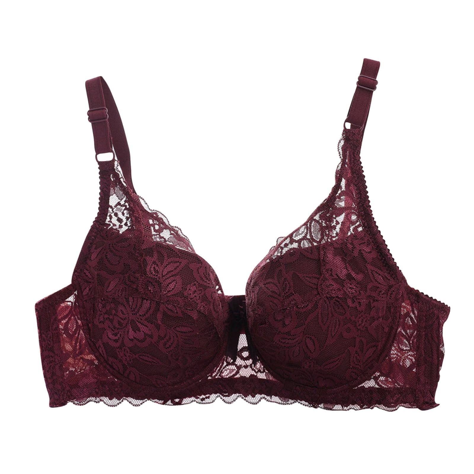 BSDJILFG Wireless Bras Women Lace Cute Sheer Plus Size Push Together ...