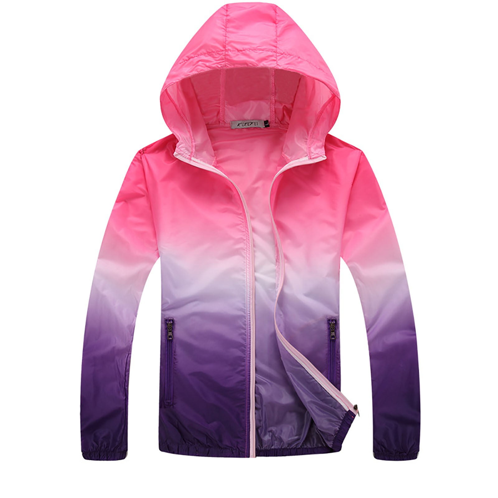 BSDJILFG Women's UV Protection Jackets Color Blocked Hoodie Long Sleeve ...