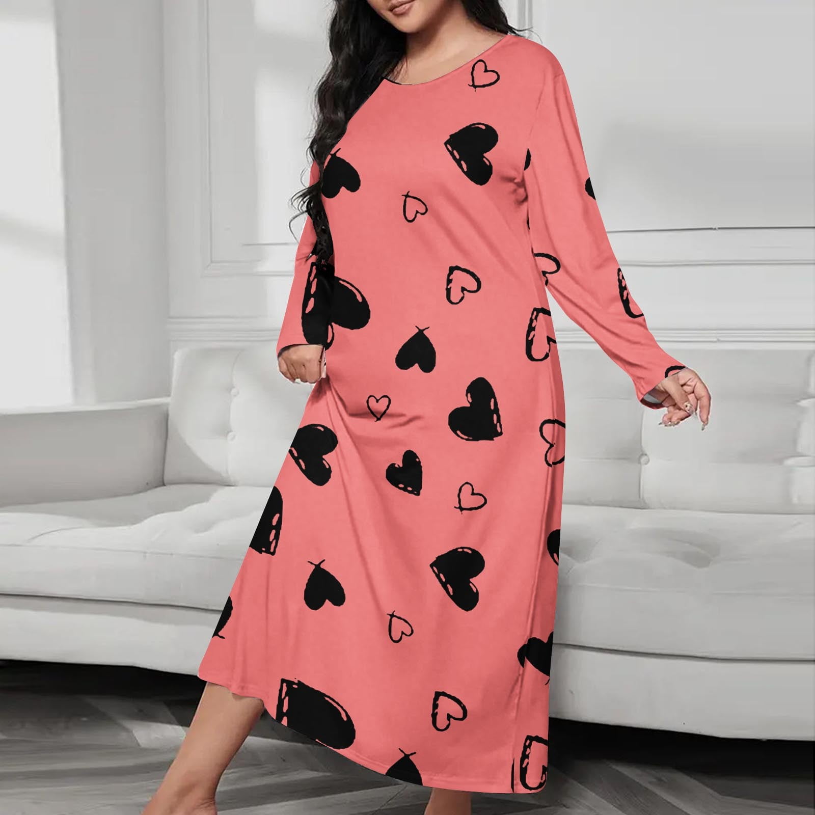 BSDJILFG Womens Plus Size Nightgowns Casual Long Nightshirts Loose Fit ...