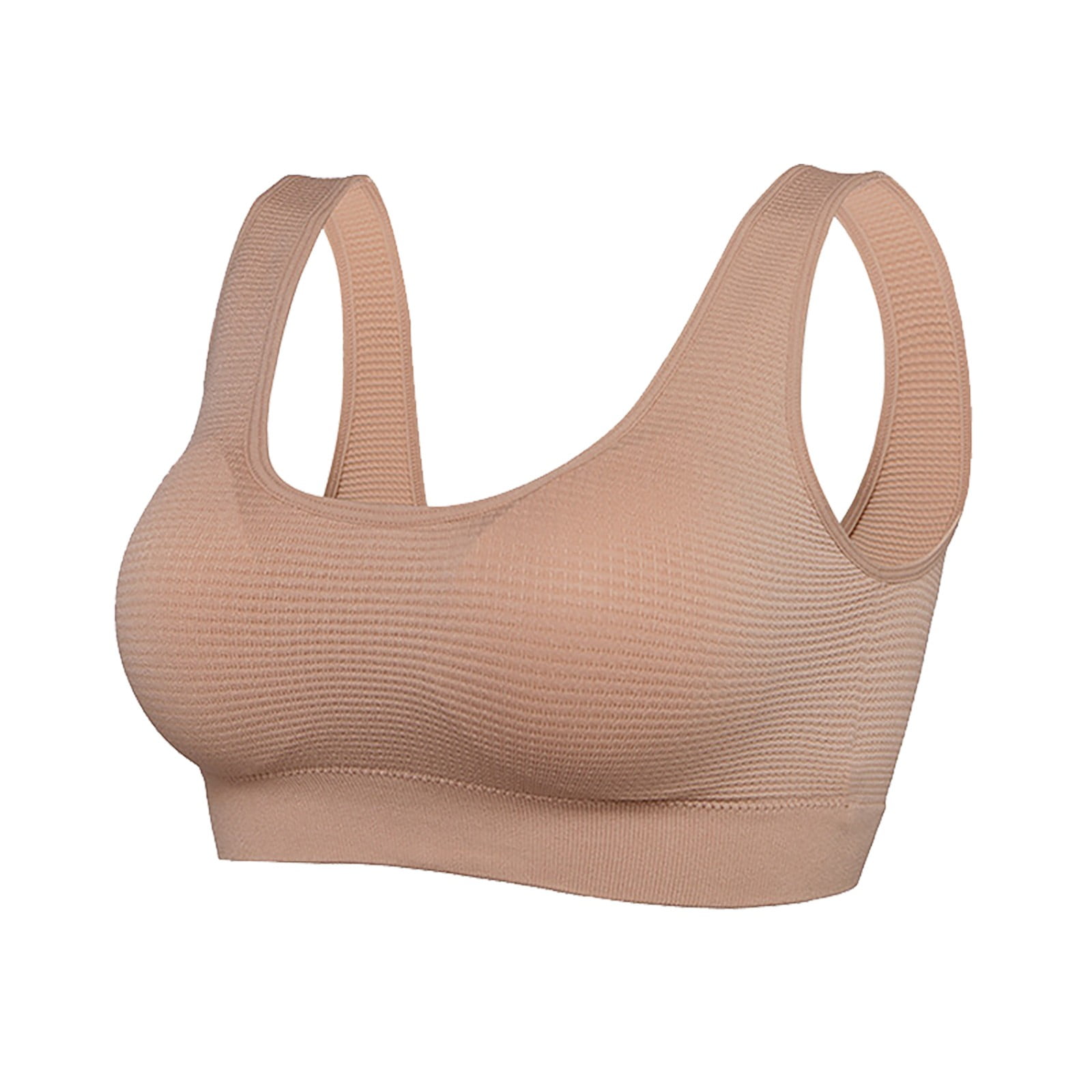 BSDJILFG Womens Sports Bras Wireless Textured Ribbed Solid Color Quick ...