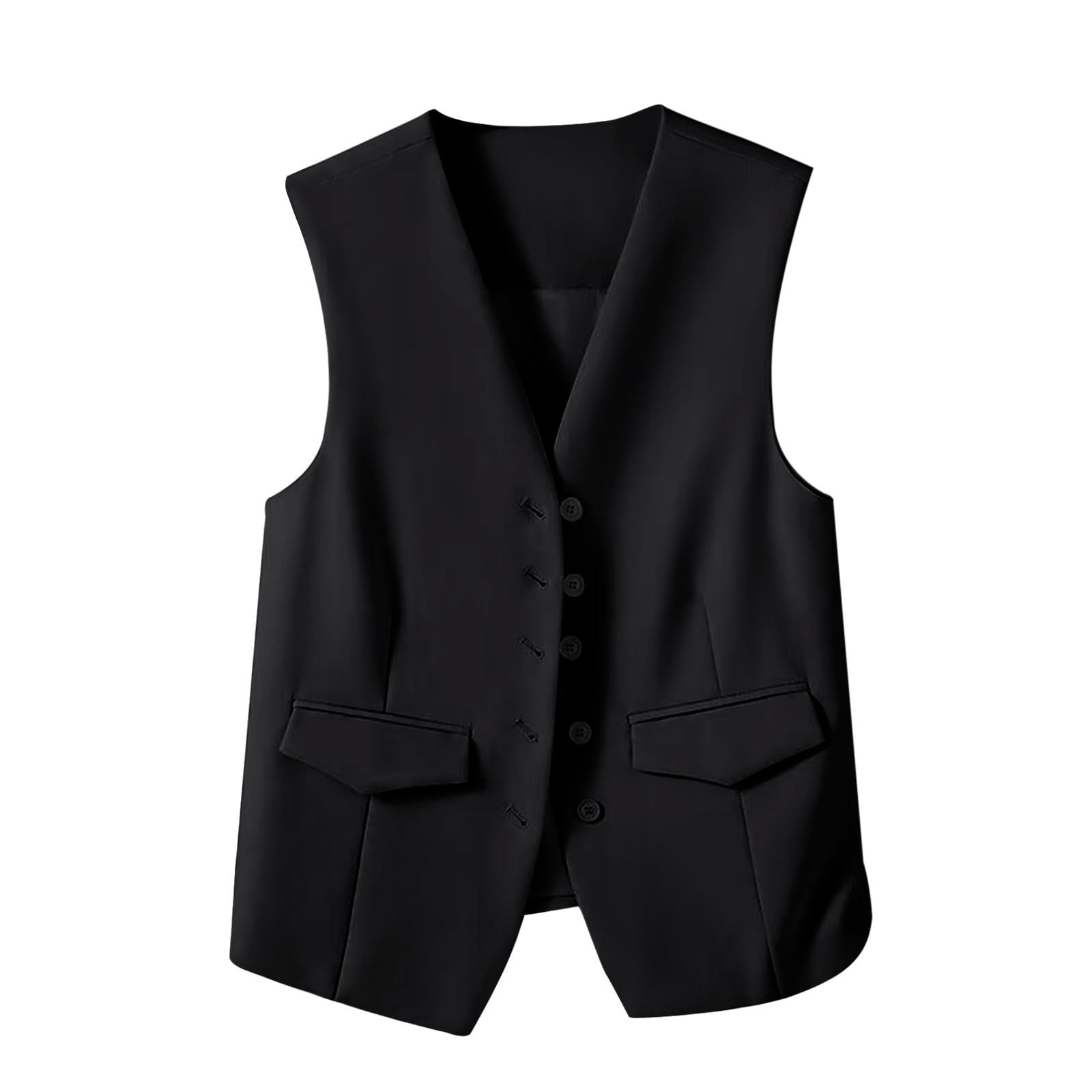 BSDJILFG Womens Suit Vest Formal Waistcoat Waitress Workwear Blazer ...