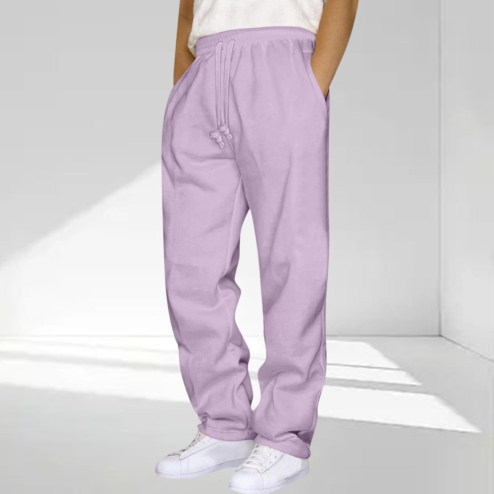 BSDJILFG Work Pants Men Casual Cargo Sweatpants Loose Solid Color ...