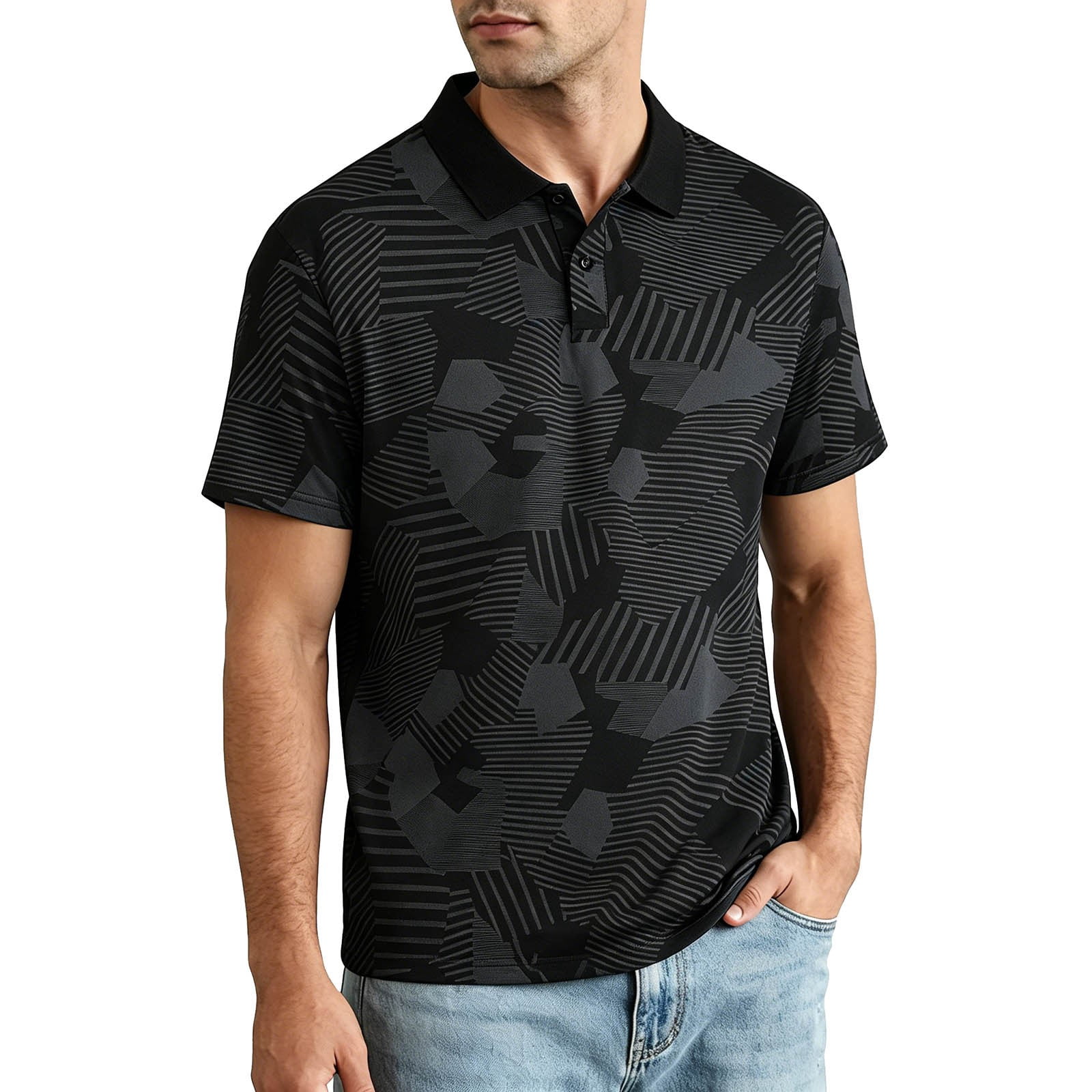 BSDJILFG Work Tops for Men Business Casual Graphic Tee Breathable Short ...