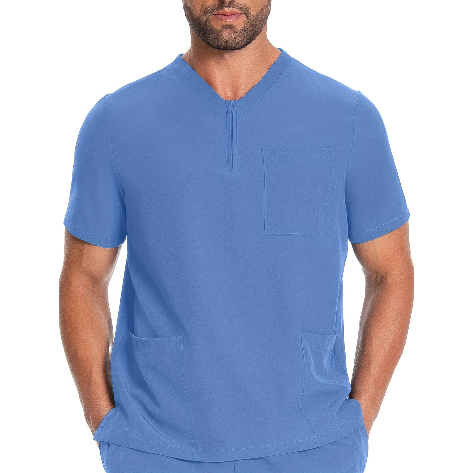 BSDJILFG Work Tops for Men Business Casual Shirt Breathable V-Neck ...