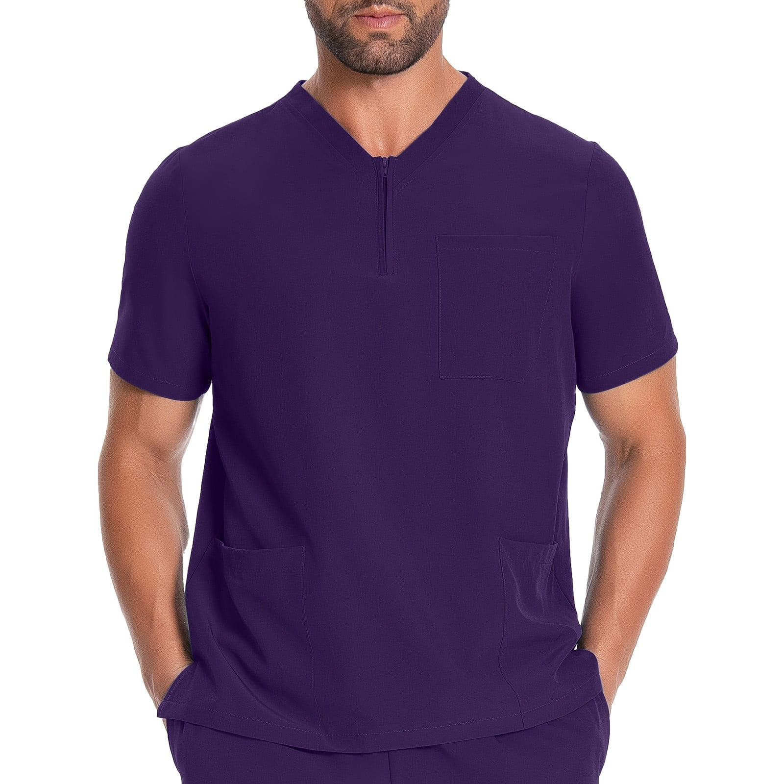 BSDJILFG Work Tops for Men Business Casual Shirt Breathable V-Neck ...