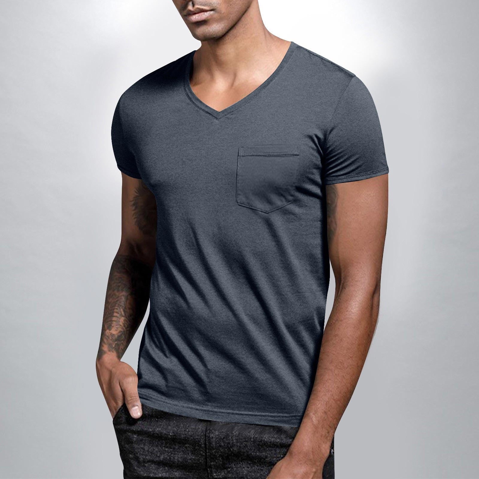 BSDJILFG Young Mens T-Shirts Summer Casual Pocket Tees Breathable V ...