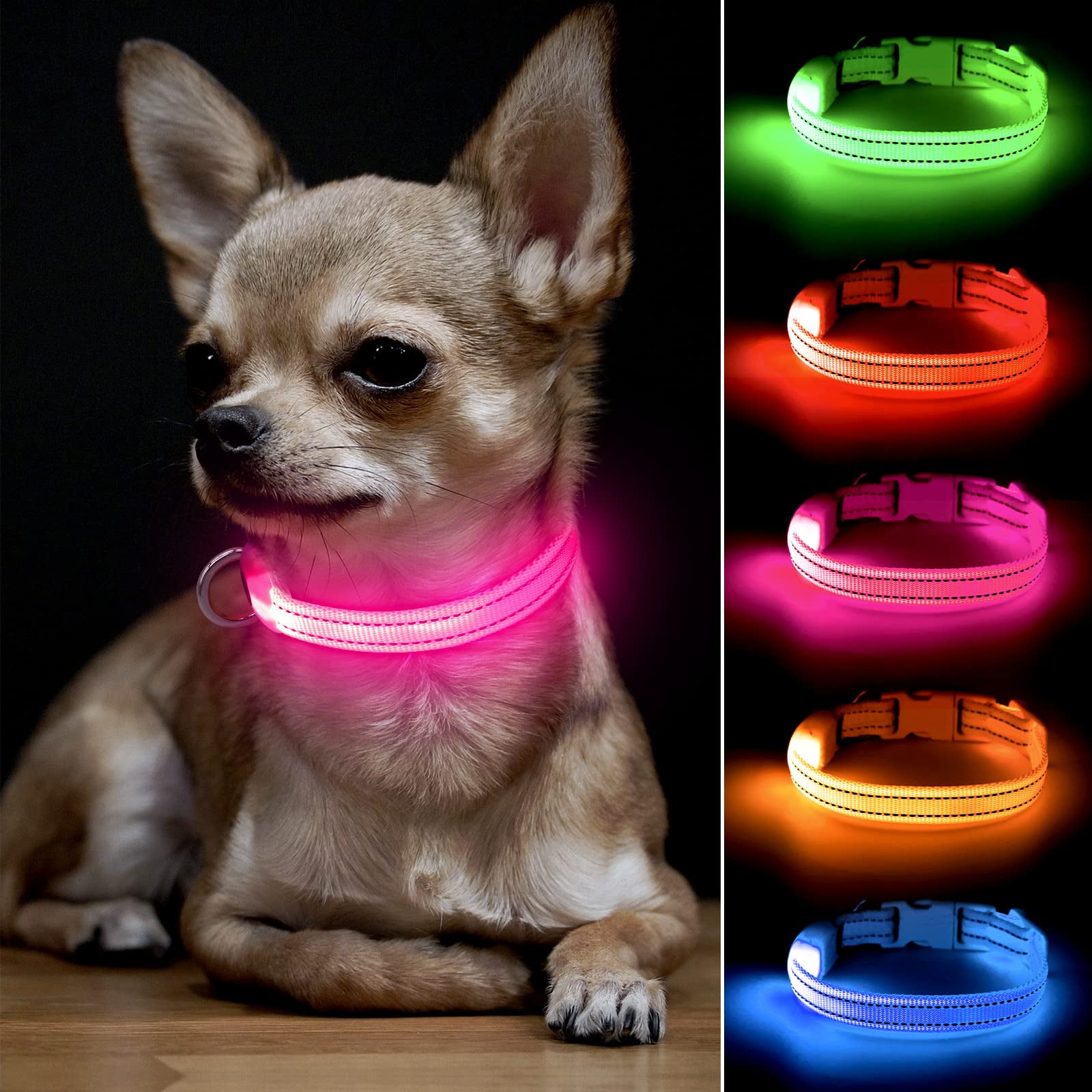 BSEEN Light Up Dog MZF22 Collar, Rechargeable LED Dog Collar Glow in ...