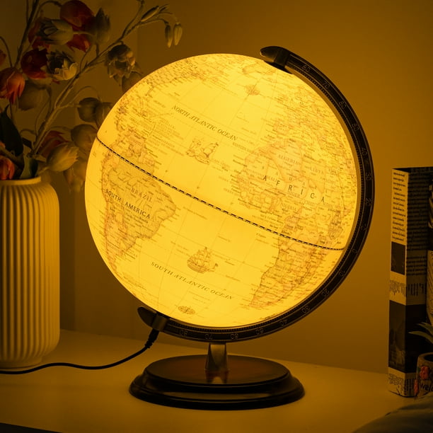 BSHAPPLUS® 16'' Tall World Globe,Illuminated Globe for Kids,Led World ...