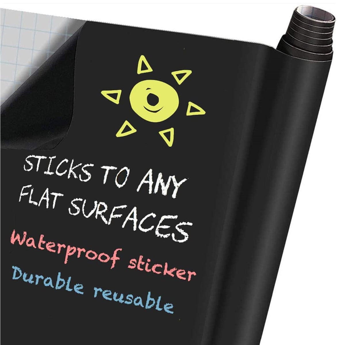 "BSHAPPLUS® Self-Stick Chalkboard, 23.6"" x 78.7"" Adhesive Paper Roll ...