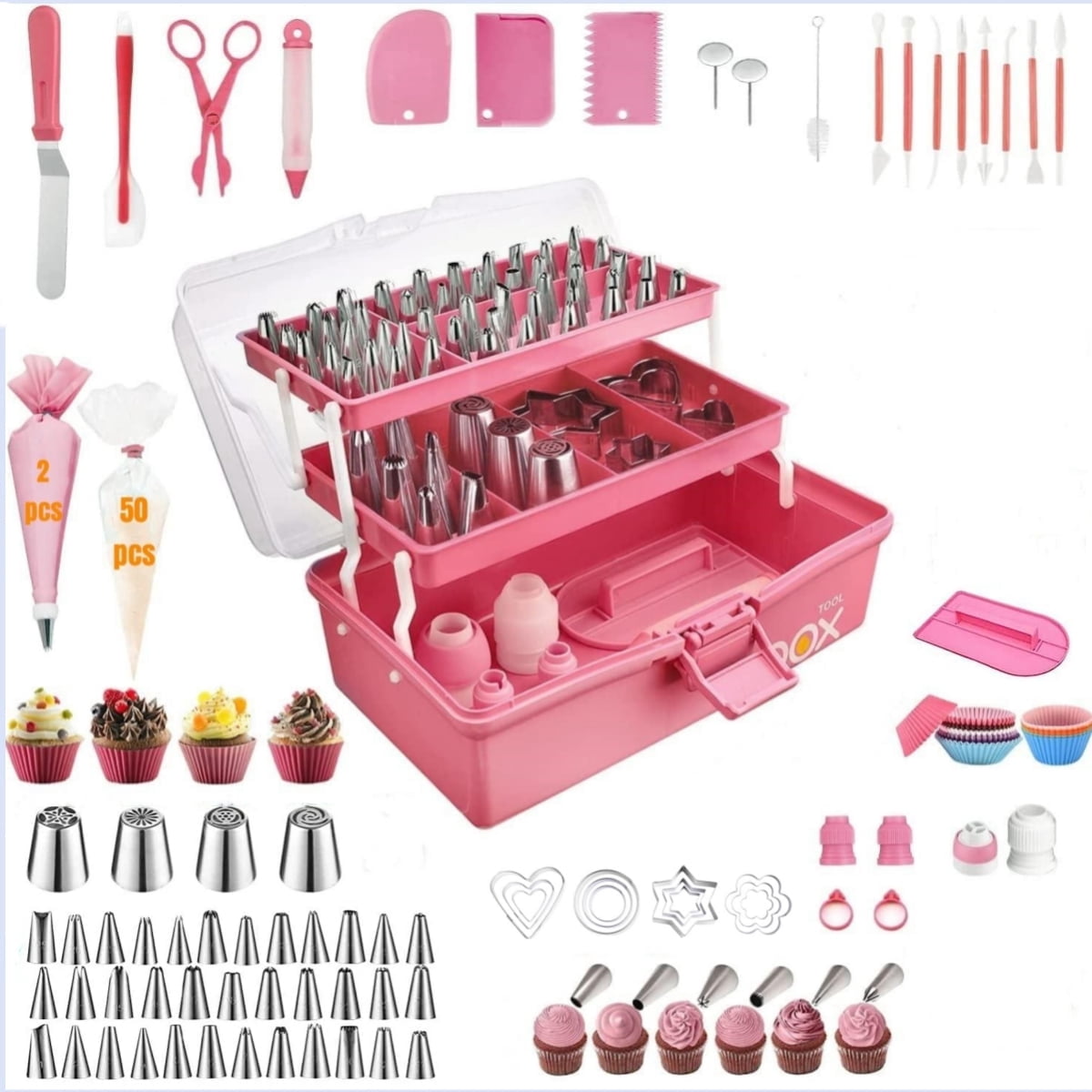 BSHAPPLUS® 236Pcs Cake Decorating Supplies Set with Storage Box for ...