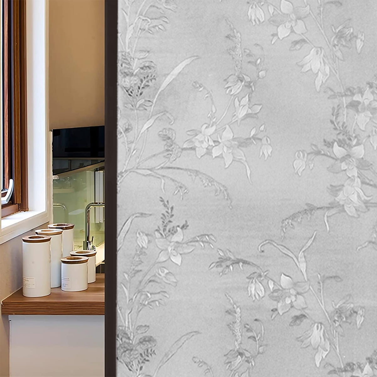 BSHAPPLUS? Flower Window Privacy Film, 35.4"x78.7" Blackout Window Film ...
