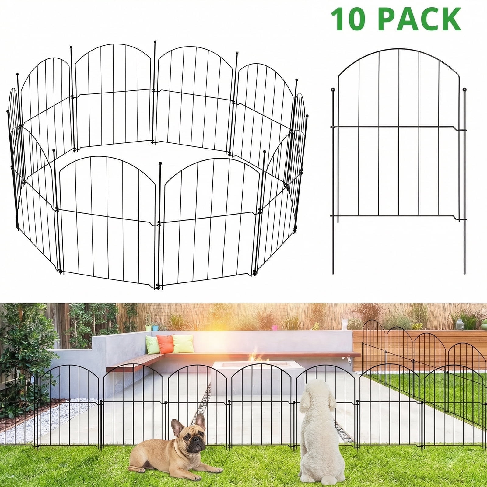 BSHAPPLUS® Garden Fence 10 pack ,17in (H) x 11ft (L) Metal Fence ...