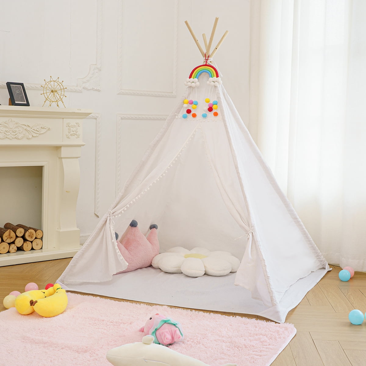 BSHAPPLUS Indoor Fort Teepee Play Tent for Kids, Fun Playroom House ...