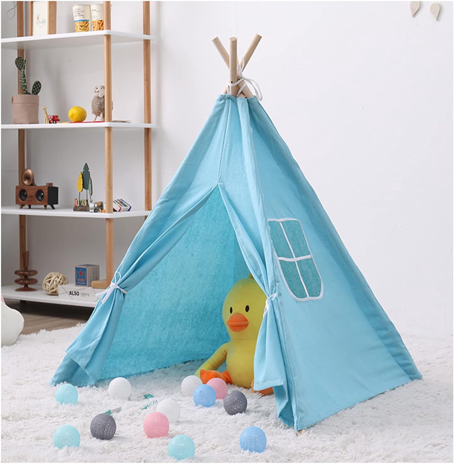 BSHAPPLUS® Kiddie Teepee Tent, Portable Blue, Foldable Indoor & Outdoor ...
