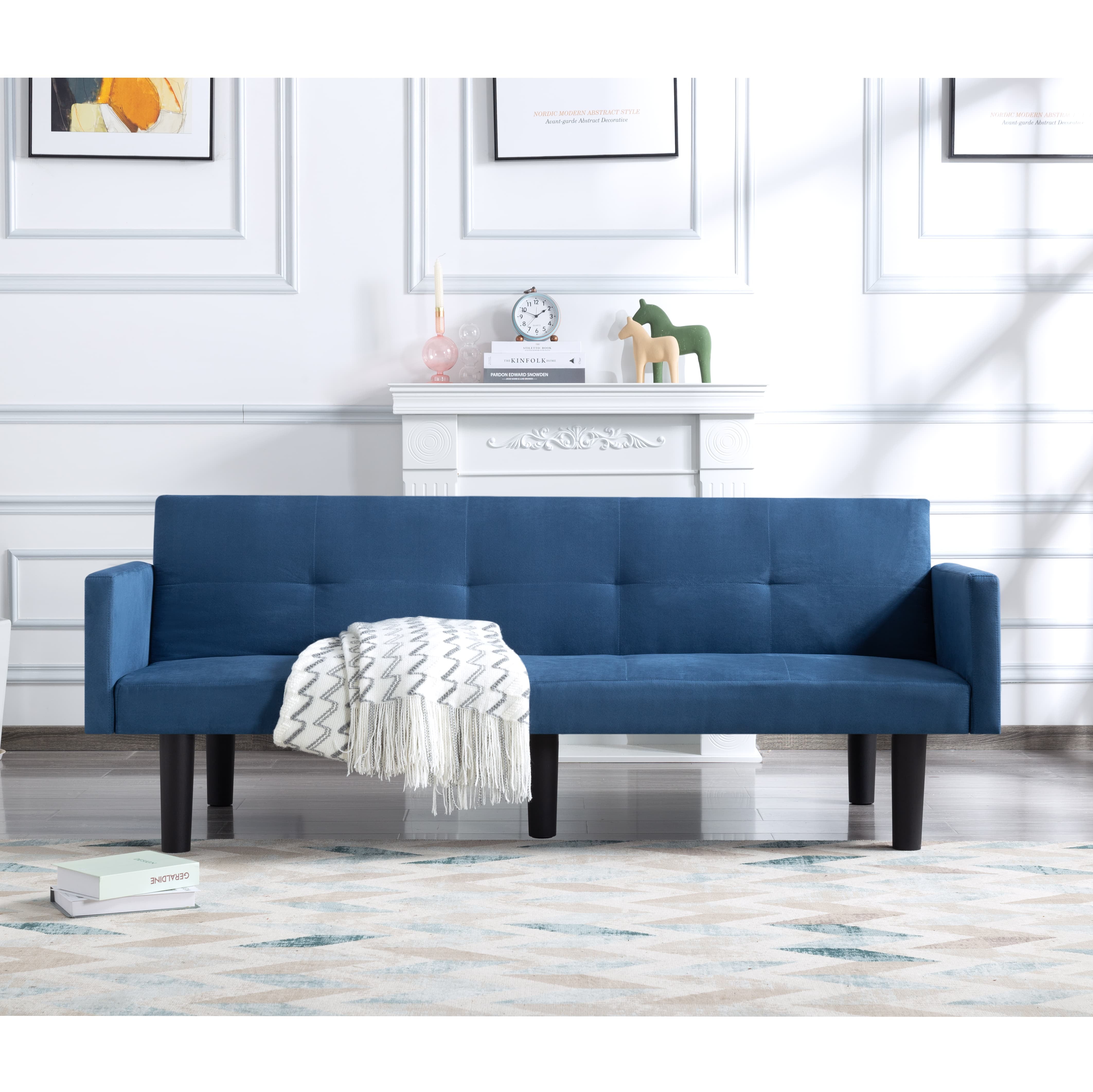 BSHT Home Wood Twin Futon Frame, Blue - Walmart.com