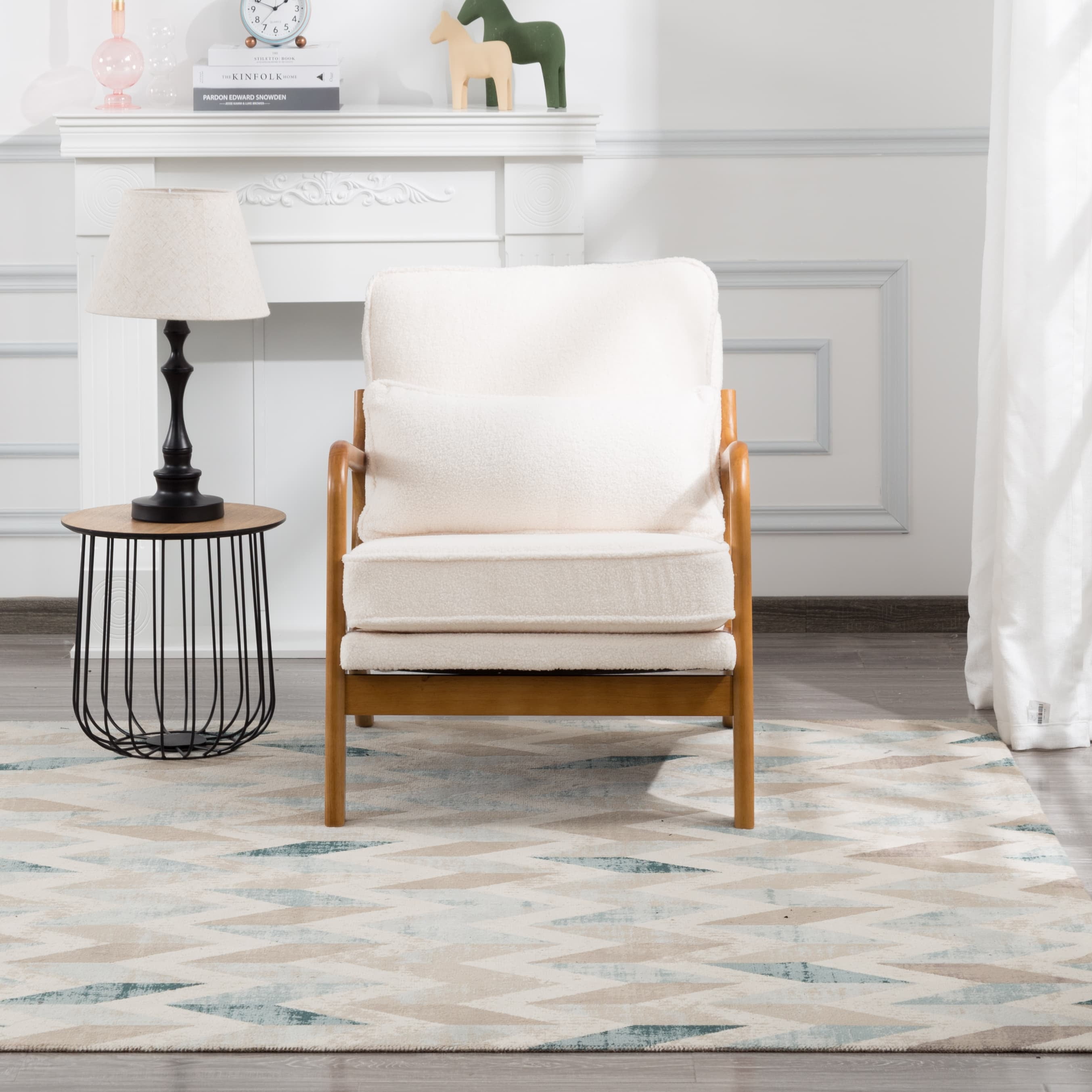 BSHTI 25.4”Accent Chair,Mid-Century Style Teddy Velvet Upholstery ...