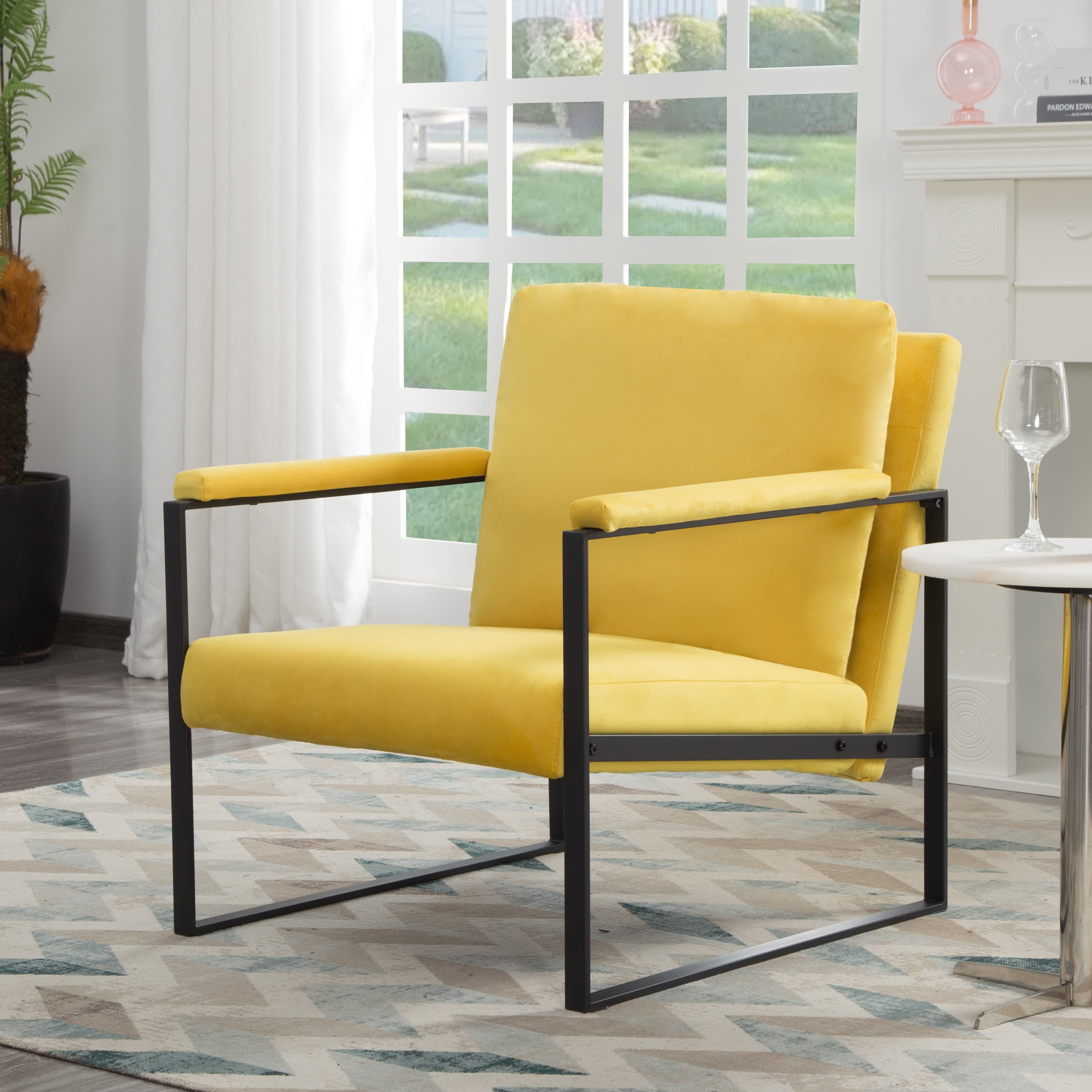 BSHTI Armchair - Metal Frame, Velvet Upholstery - Walmart.com