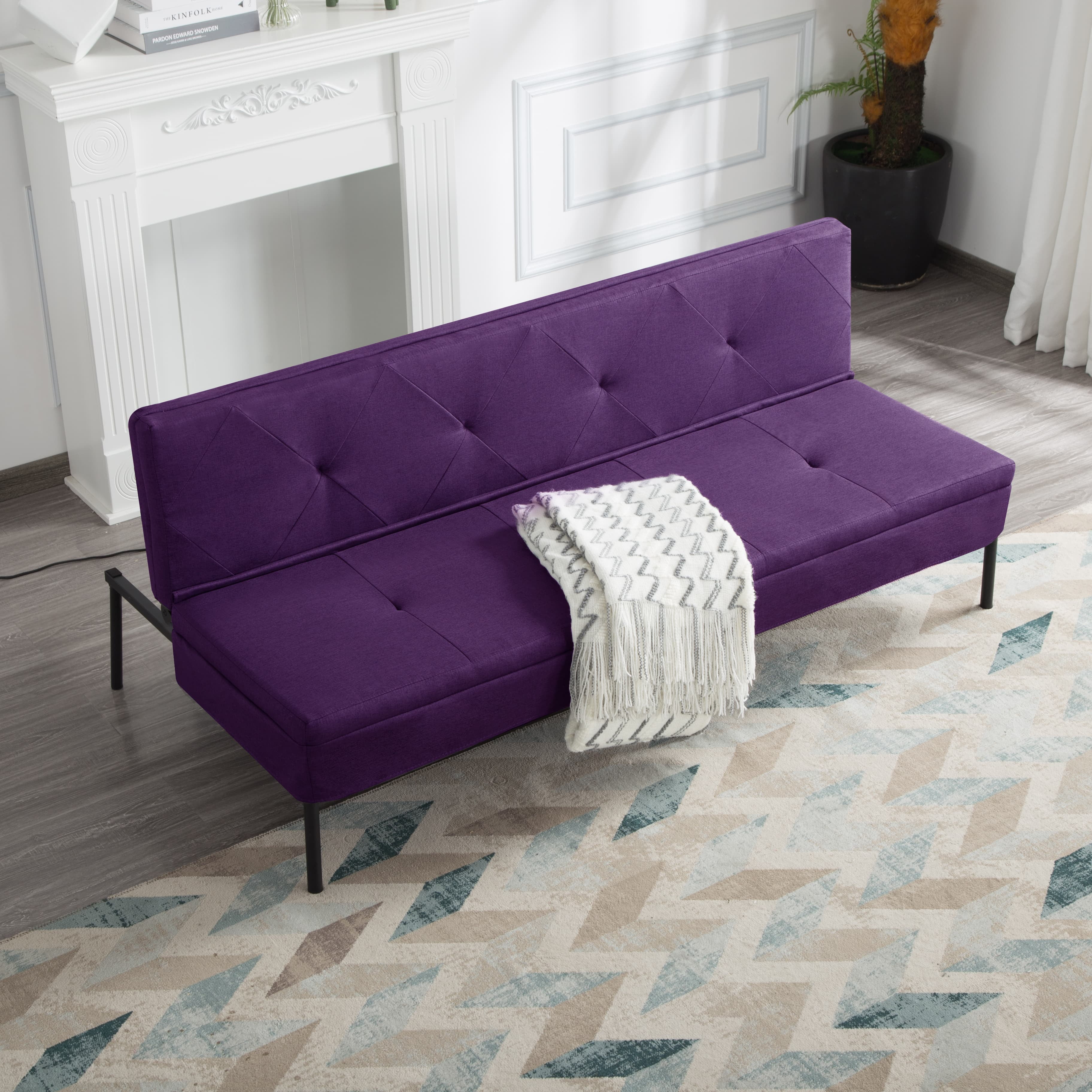 BSHTI 63 inch Convertible Sleeper Futon Sofa Bed,Polyester Fabric,All ...