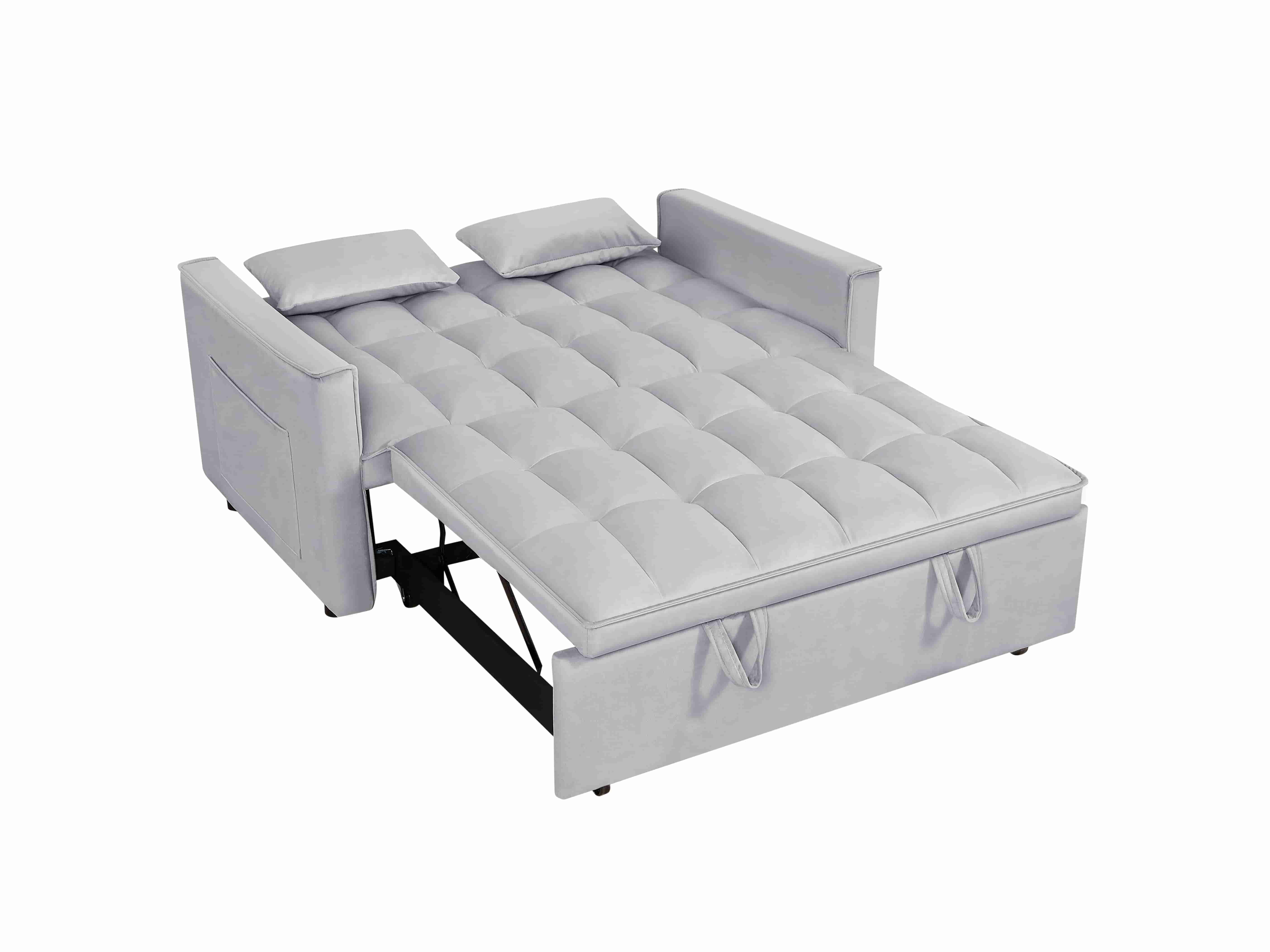 BSHTI 54-inch Pull-out Sleeper Sofa Bed, Velvet Upholstery, Solid Wood ...