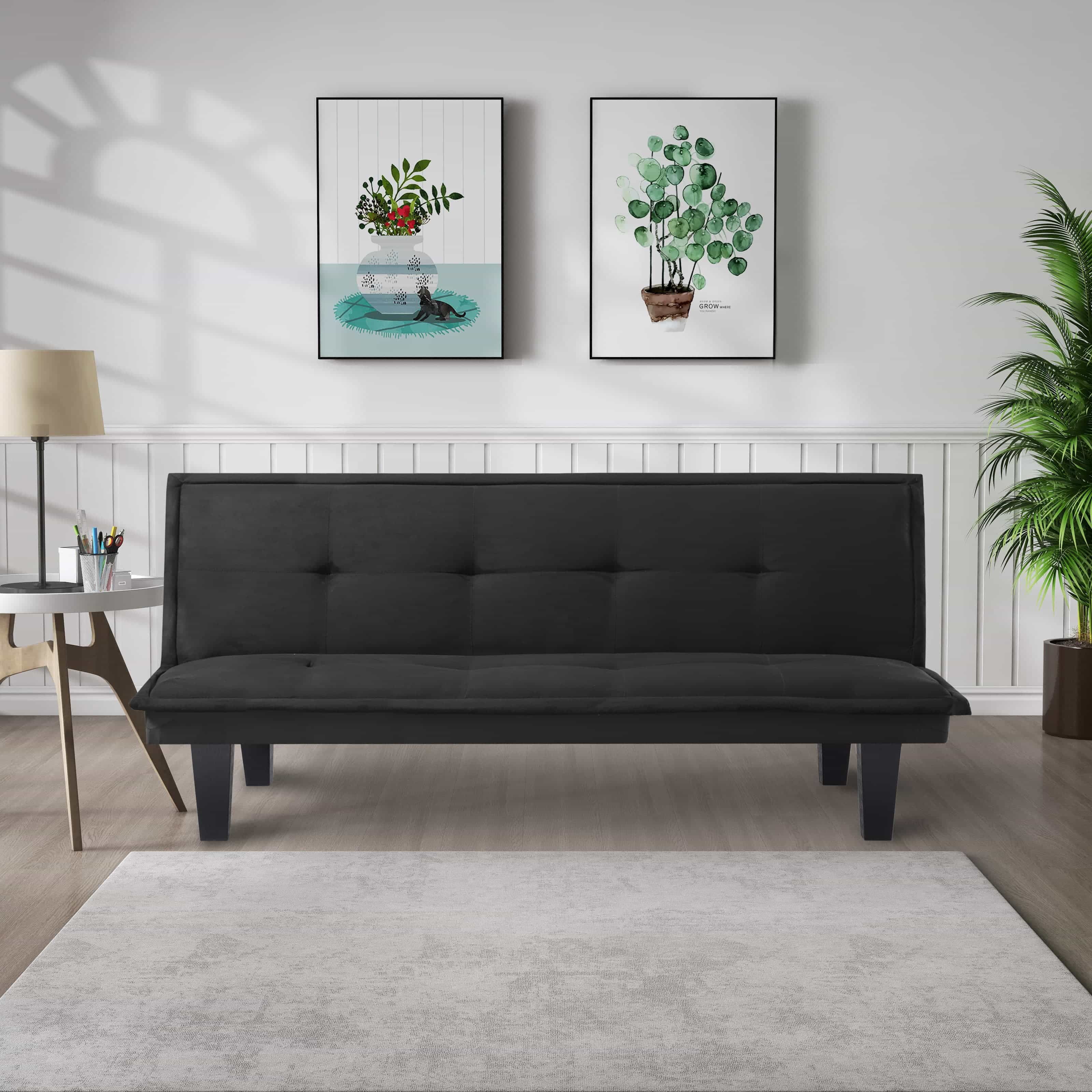 BSHTI 63.8”Armless Tufted Convertible Sleeper Futon Sofa,Modern Futon ...