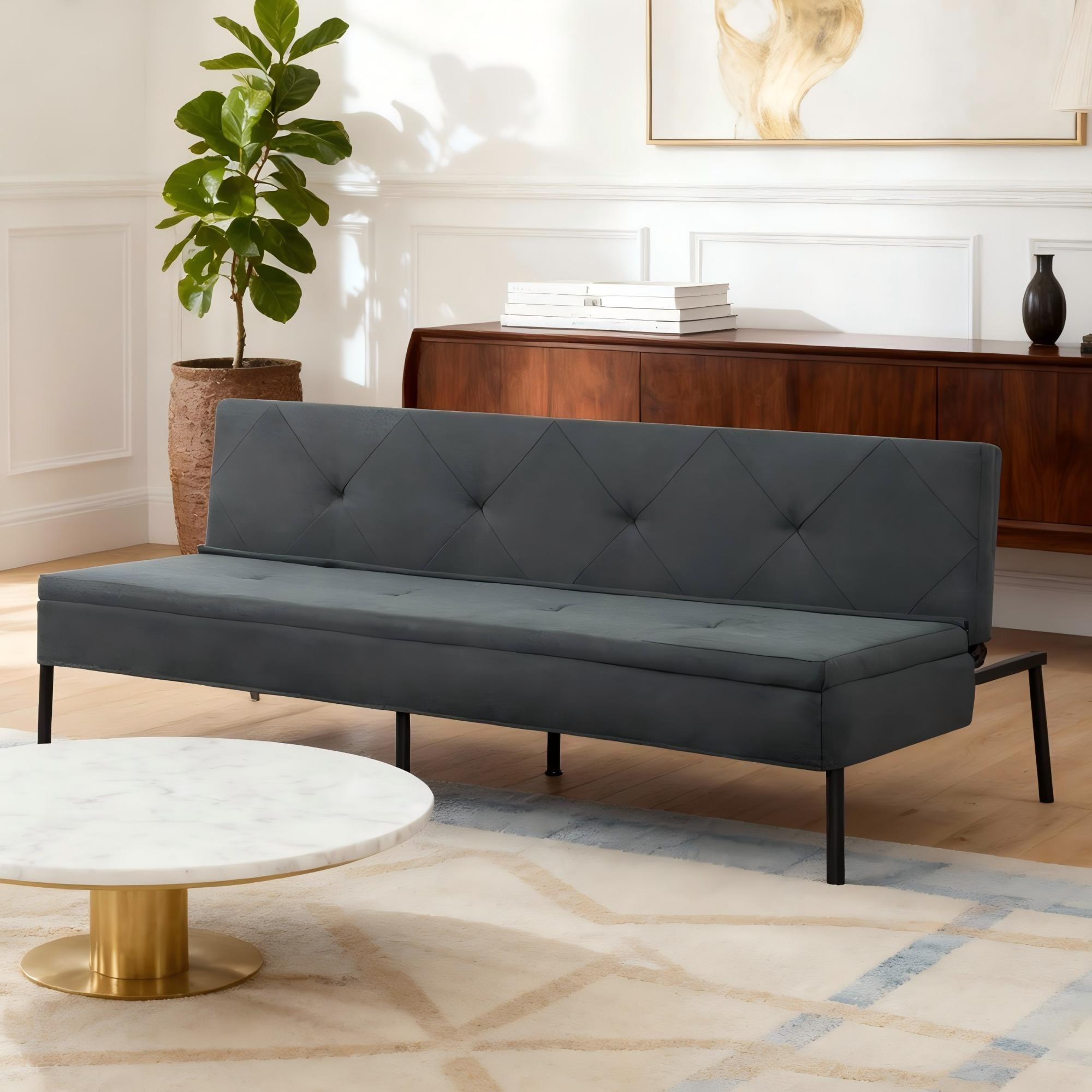 BSHTI 63” Futon Aofa Bed, Convertible Twin-Size Sleeper Sofa, 5 ...